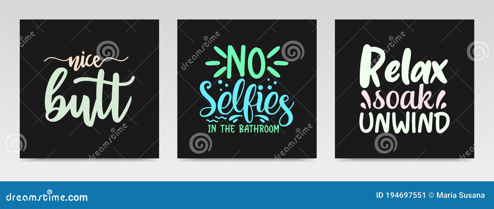 Bathroom Quotes Letter Typography Set Illustration Stock Vector ...
