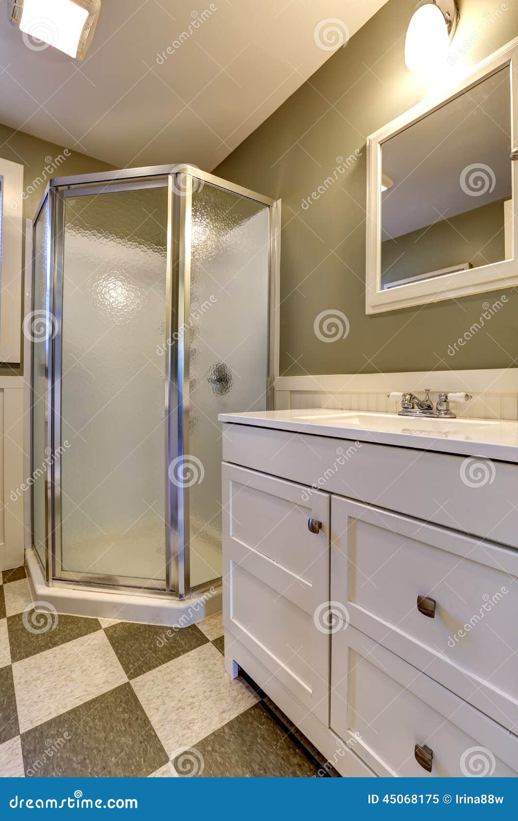 Bathroom with Screened Shower Stock Image - Image of estate, shower ...