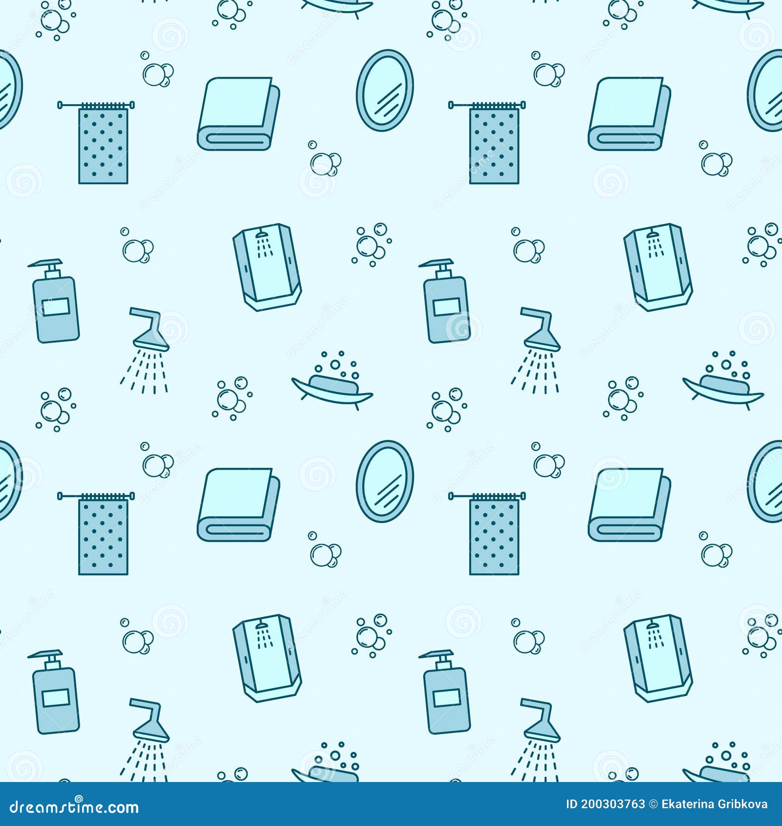 Bathroom Seamless Pattern, Washing, Bathing, Cleanliness. Vector ...