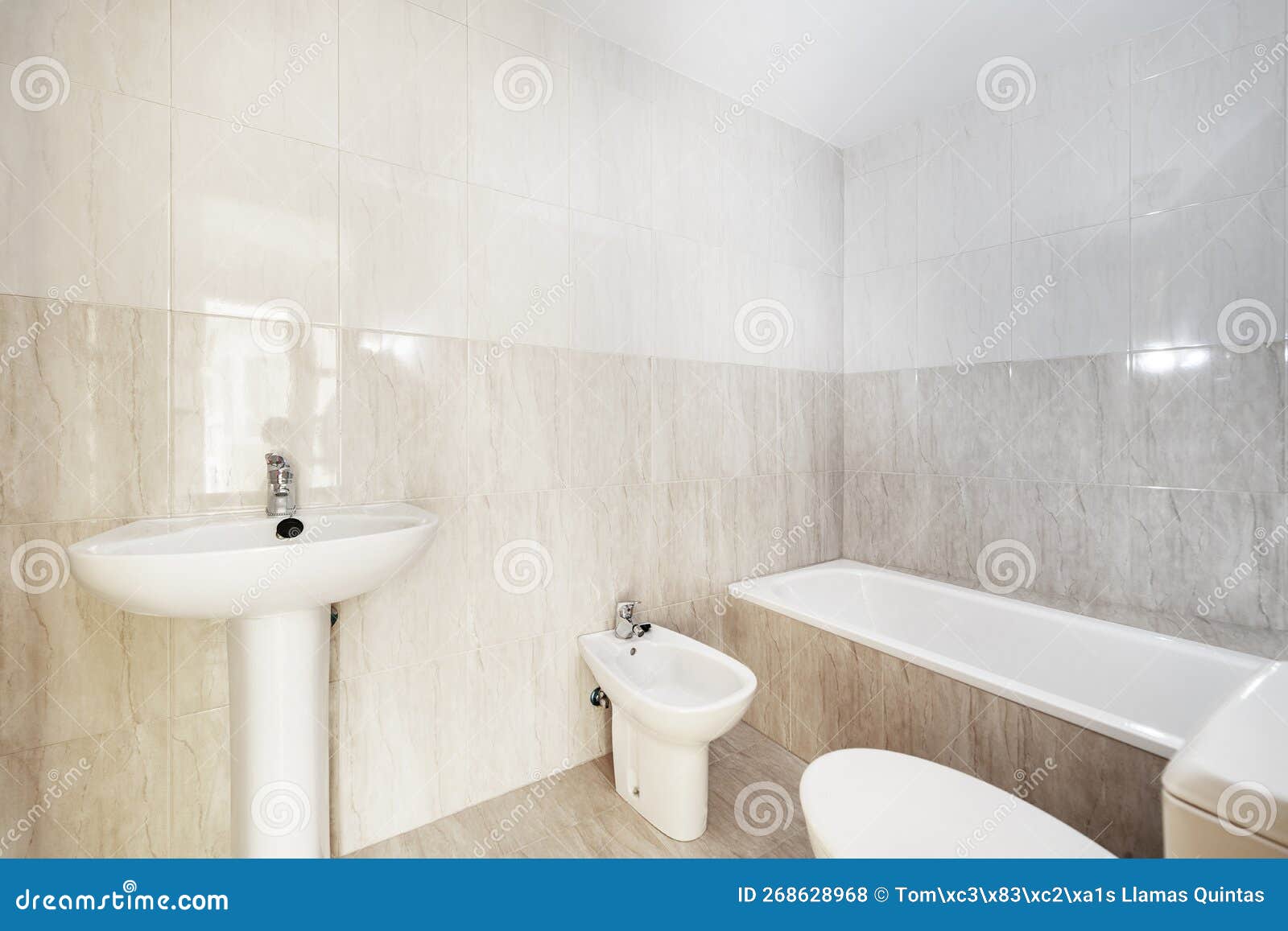 A Bathroom with a Simple Design with Its Four White Porcelain Toilets ...