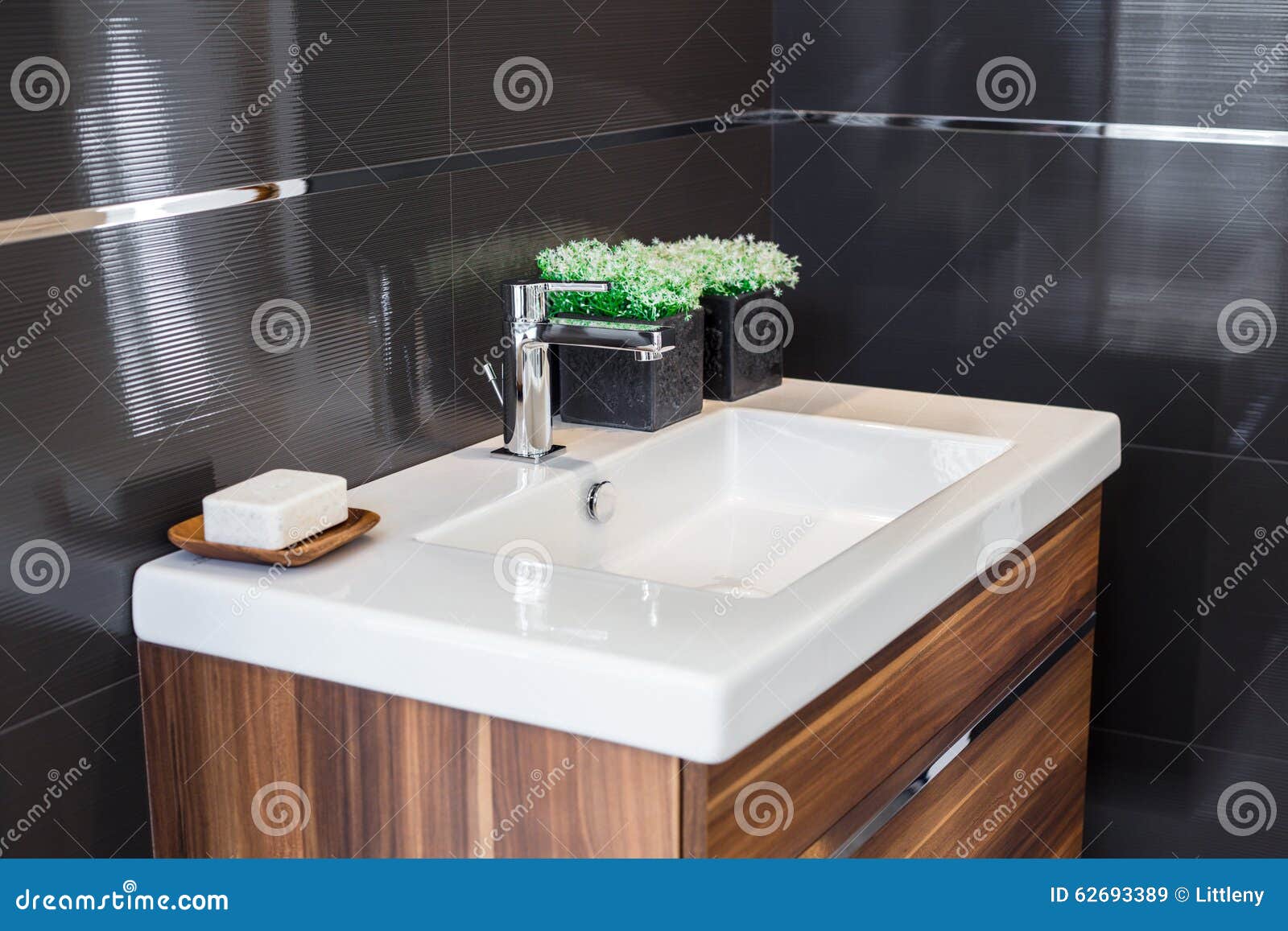 Bathroom Sink stock image. Image of plant, bathroom, home - 62693389