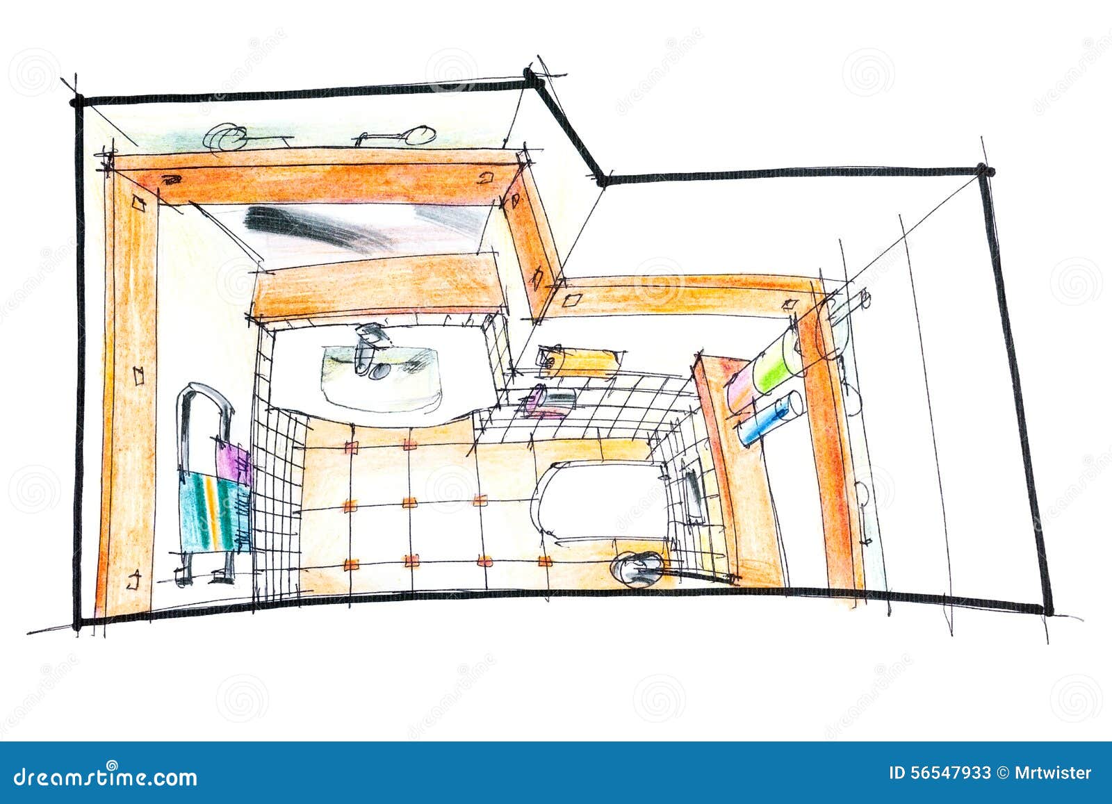 Bathroom sketch top view stock image. Image of representation - 56547933