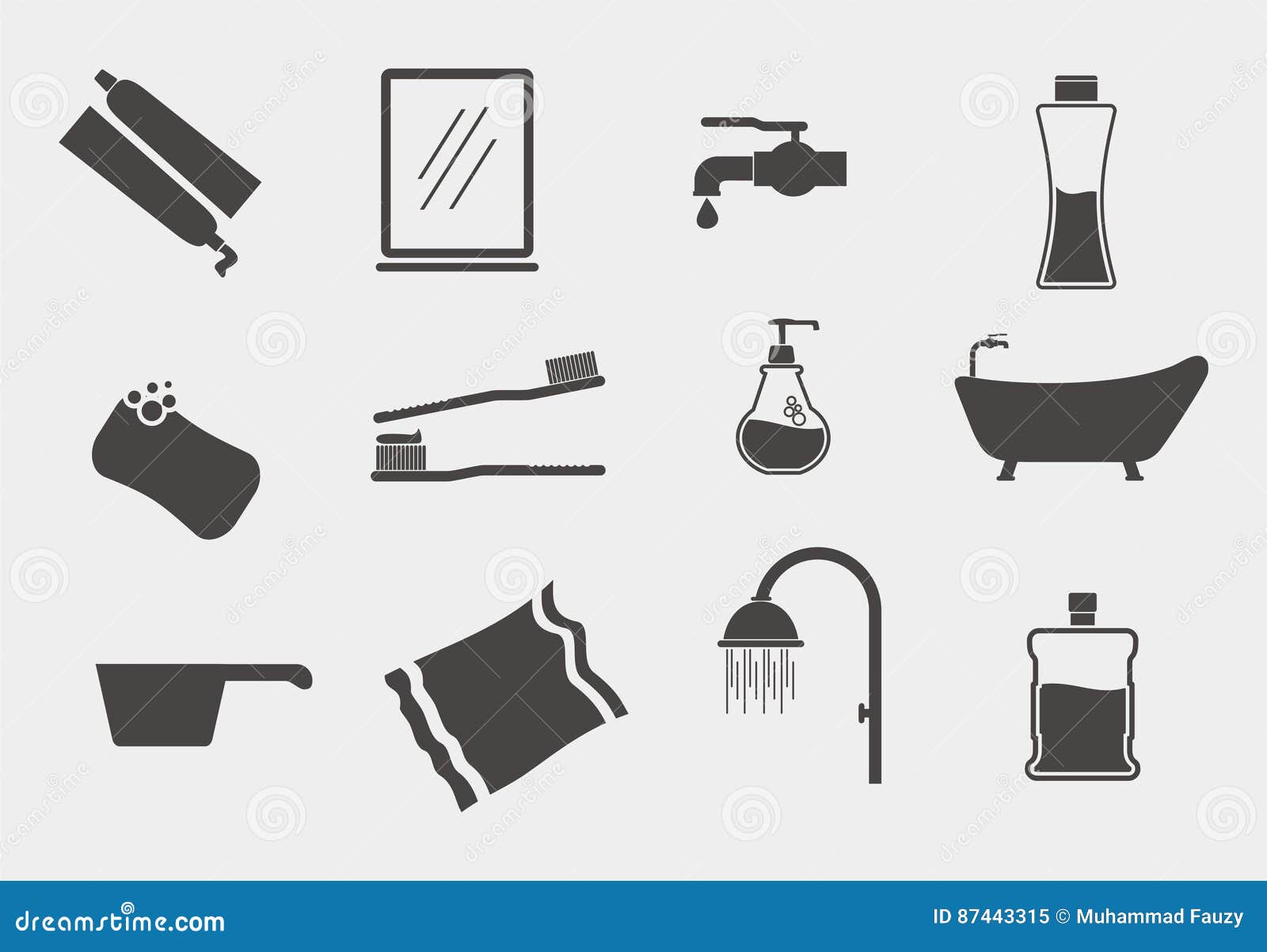 Bathroom Theme Icon Set stock vector. Illustration of vector - 87443315