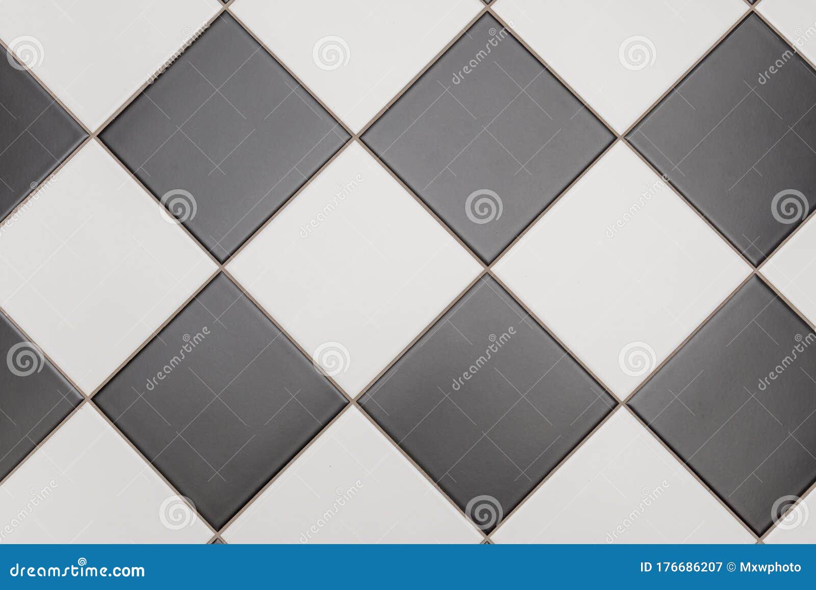 Bathroom Tiles in Black and White Laid Out in Diamond Pattern Stock ...