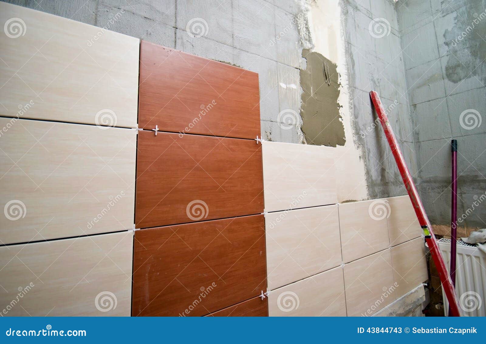 Bathroom tiling stock image. Image of plaster, cement - 43844743