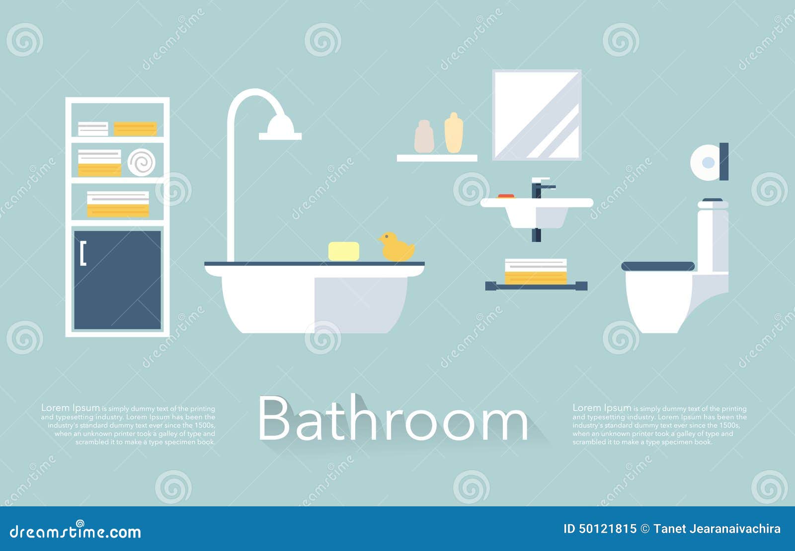 Bathroom Toilet Design Set Vector Stock Vector - Illustration of cream ...