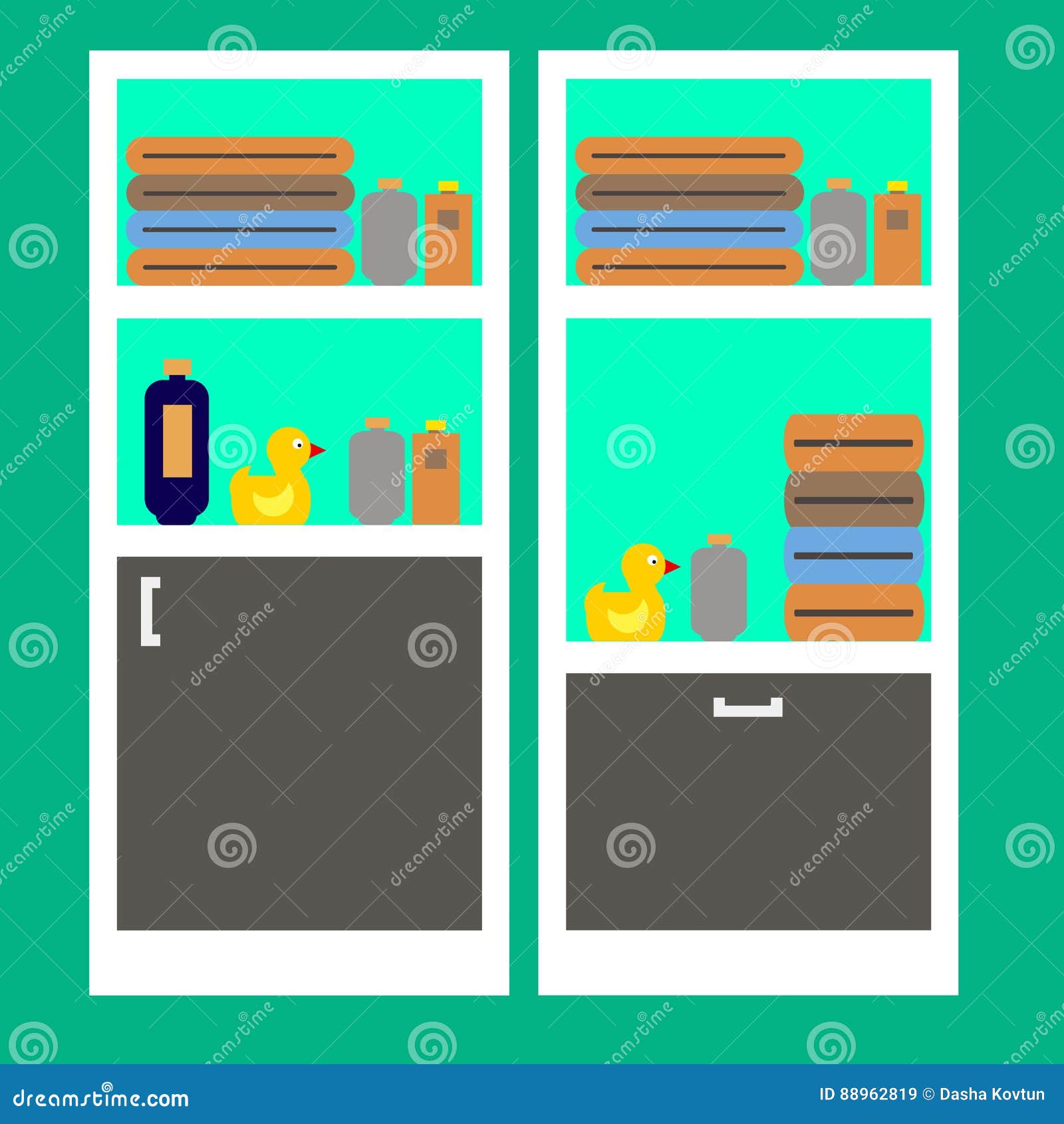 Bathroom Vector Interior Wall Shower Decoration Stock Vector ...