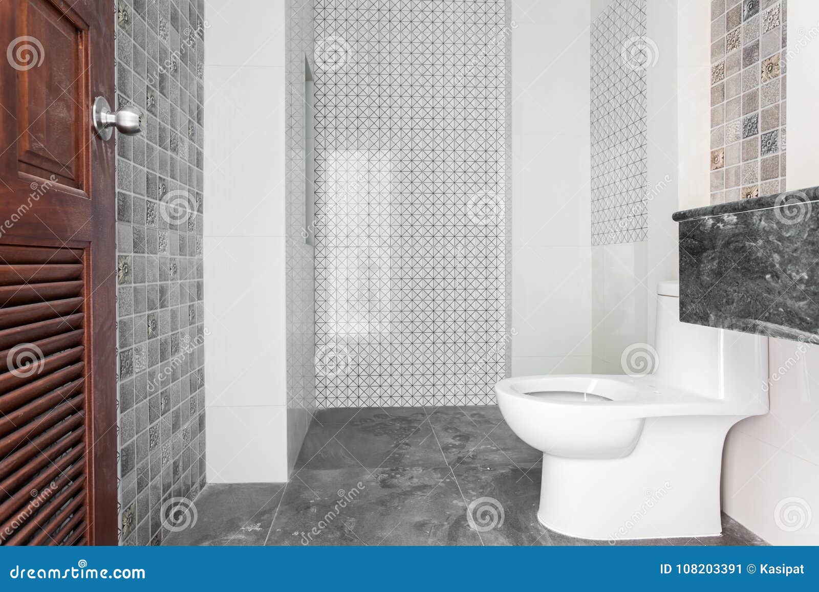 Bathroom White Sanitary Ware Stock Image - Image of bath, concrete ...