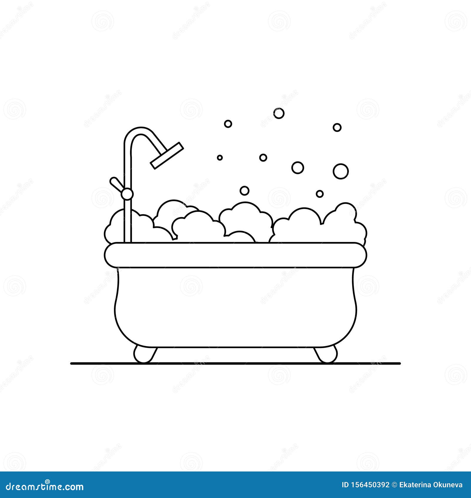 Bathtub Vector Flat Icon Bathroom Outline Illustration Stock Vector
