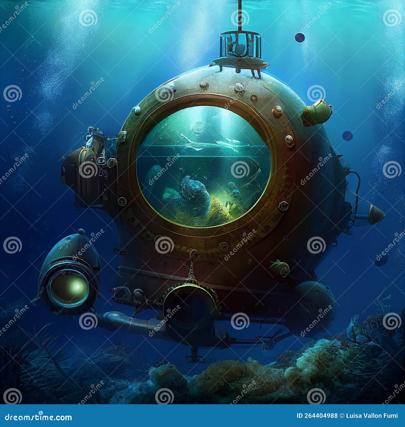 Bathyscaphe Exploring the Underwater of the Oceans Stock Illustration - Illustration of machine ...