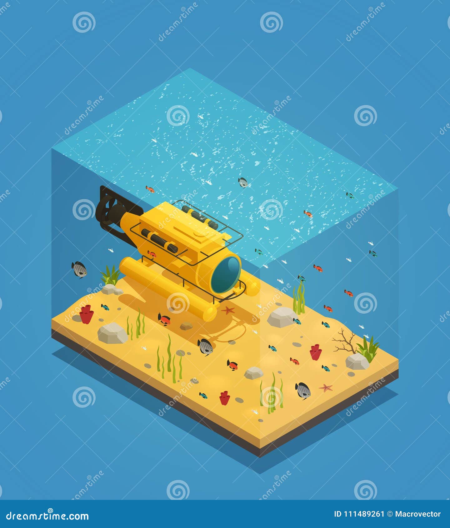 Bathyscaphe Underwater Equipment Vector Illustration Stock Vector ...