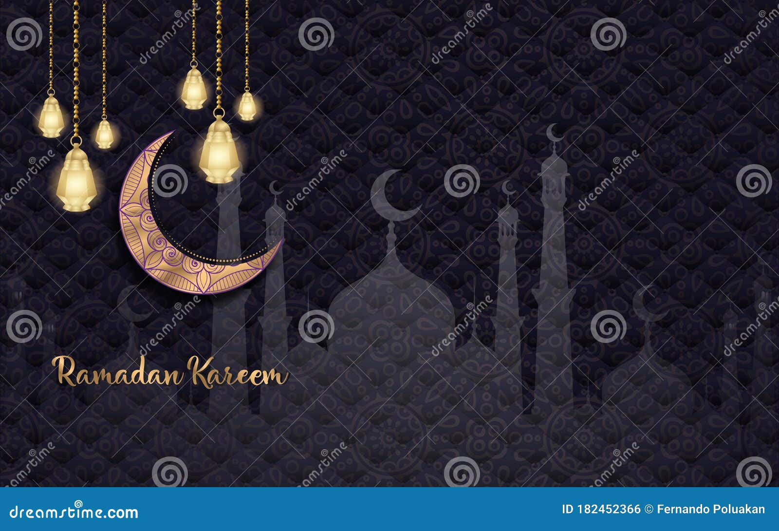 Ramadan Kareem Islamic Background with Mosque Shadow and Batik Pattern ...