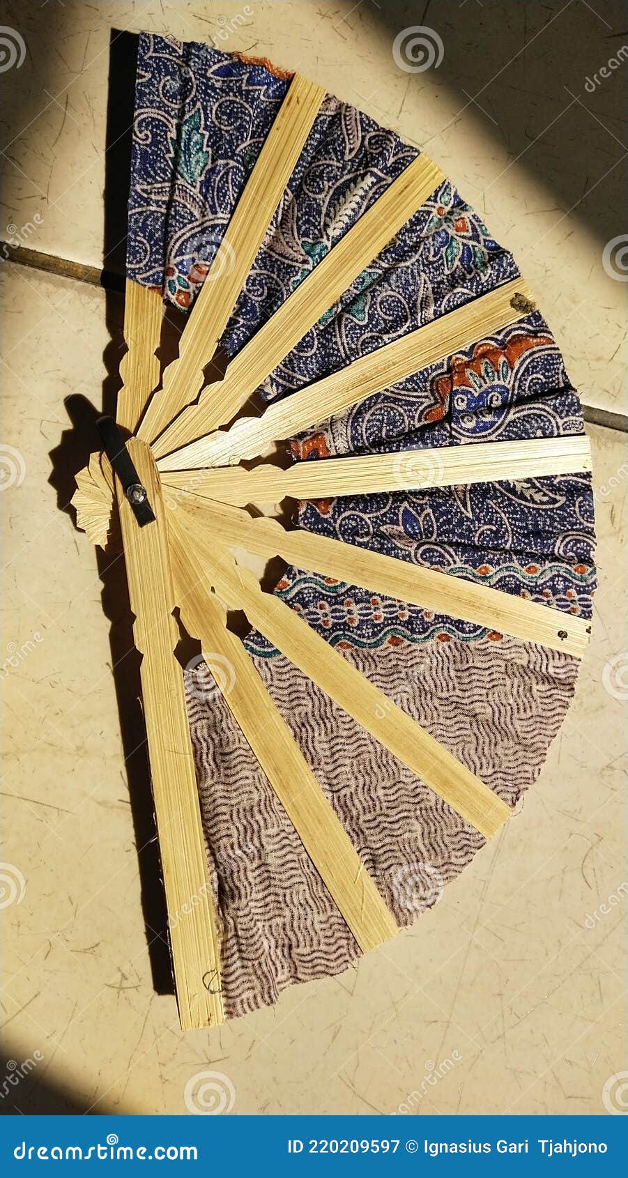Batik Bamboo Fan Under the Morning Sun. Stock Image - Image of floor ...