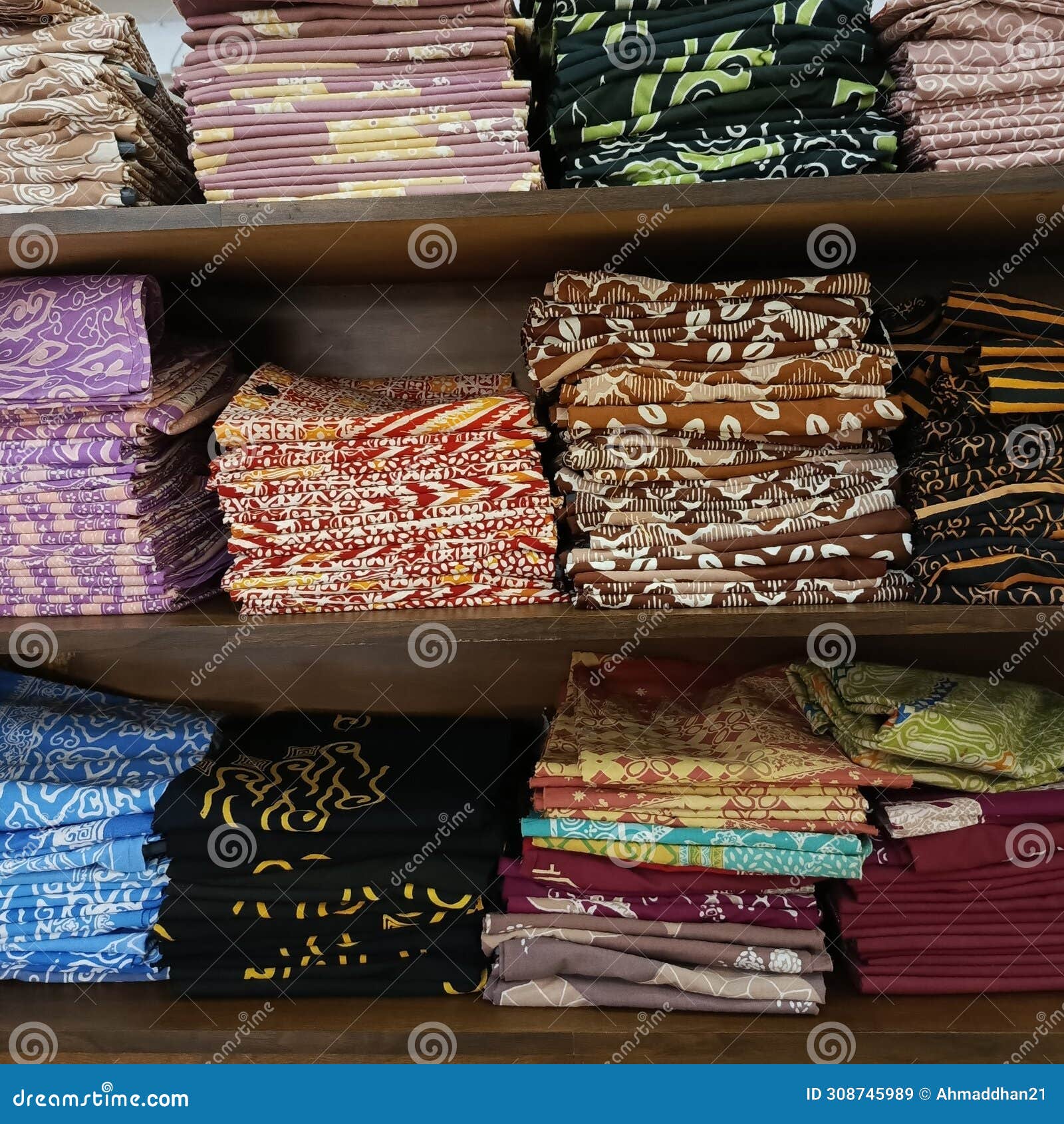 Batik Cloth Arranged on Shelves with Various Patterns Stock Image ...
