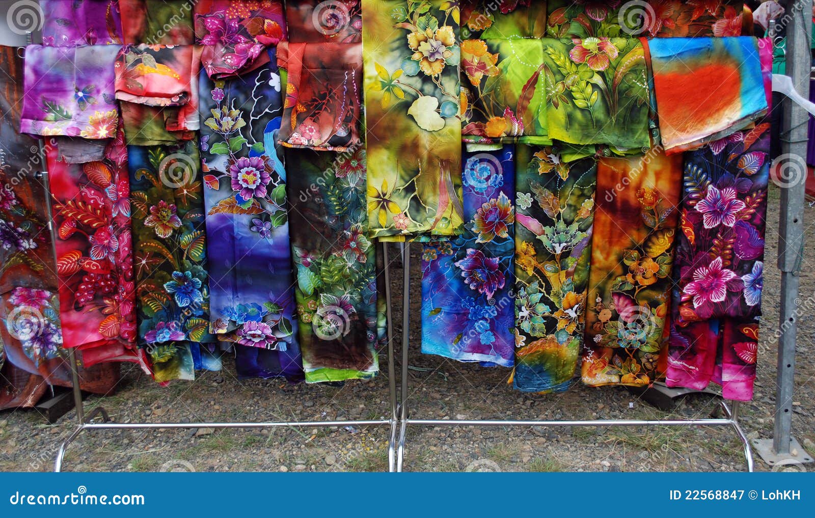 Batik cloths on display stock image. Image of flowers - 22568847