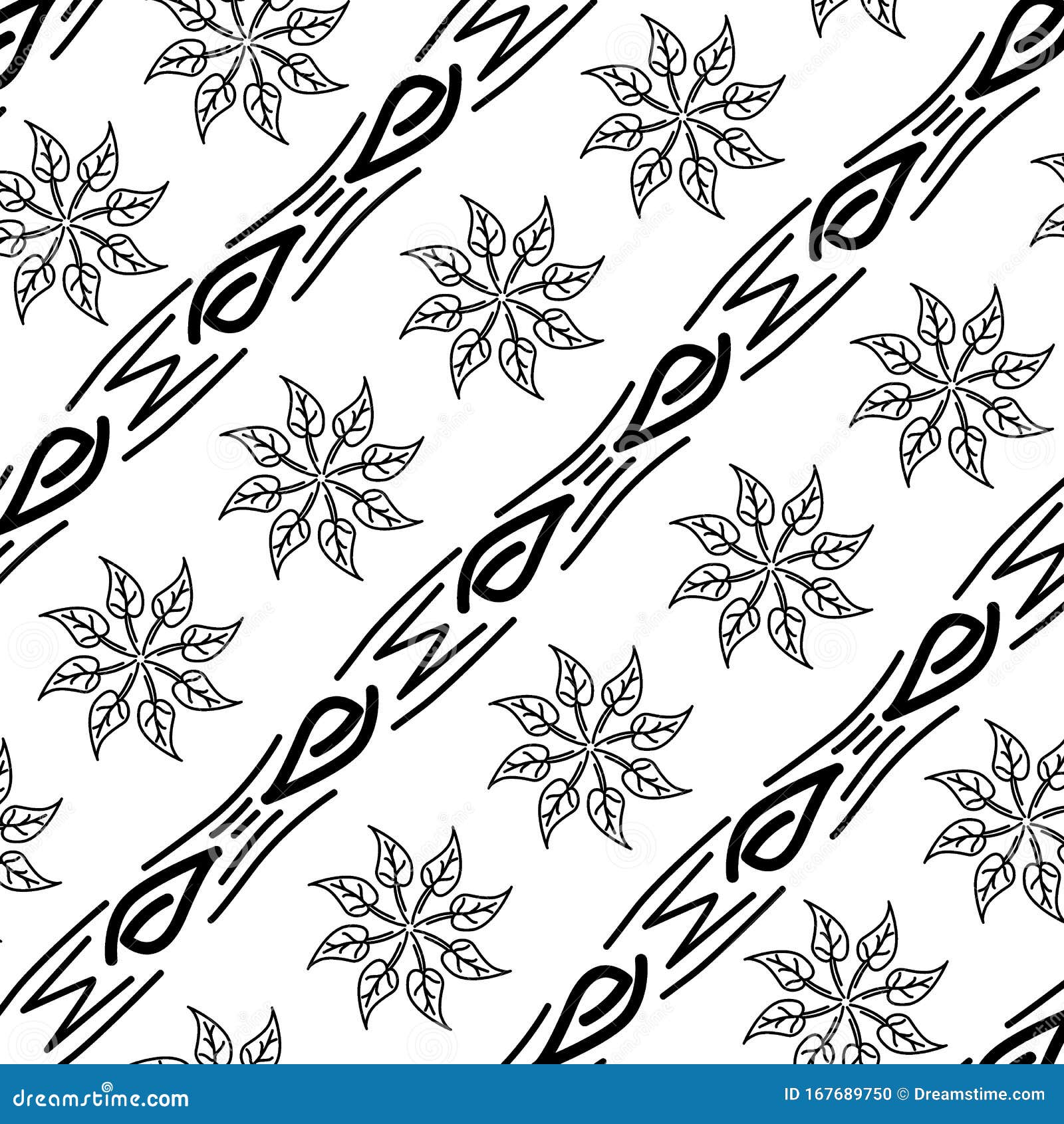 Batik Floral Leaf Nature Element Abstract Design Stock Illustration ...