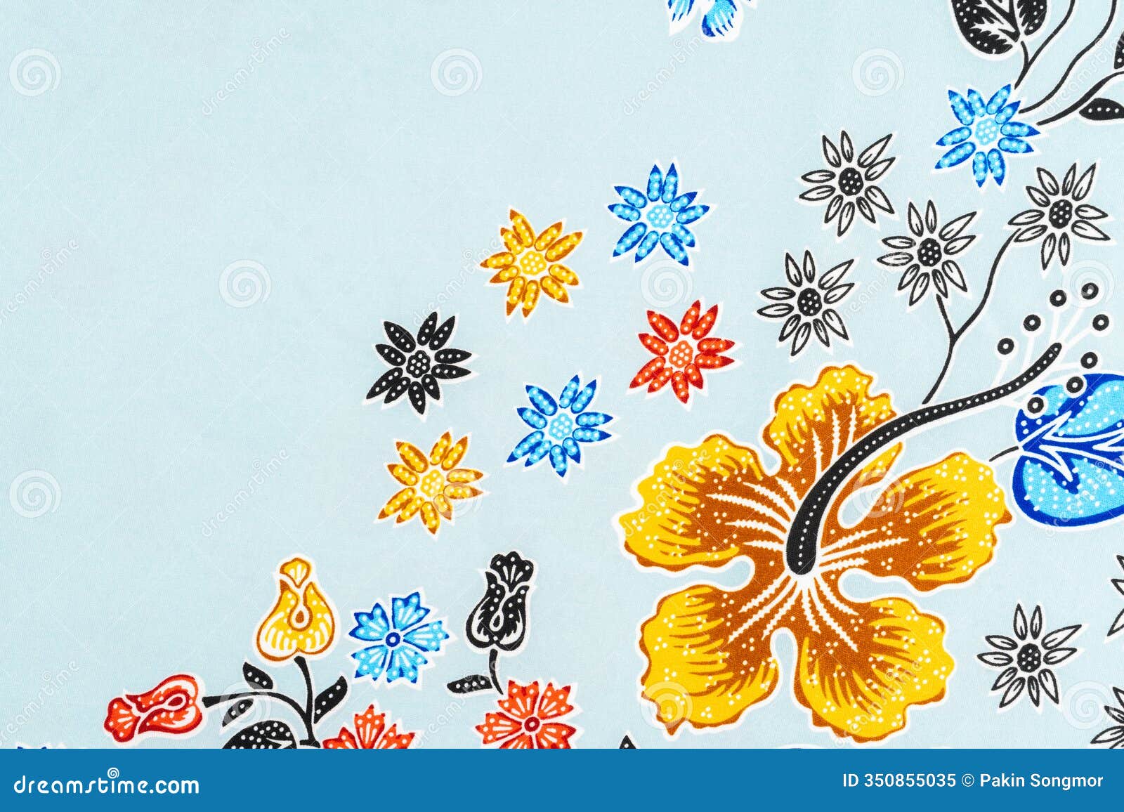Batik Indonesia. Blue Batik Patterns. Flowers Batik. Stock Image ...