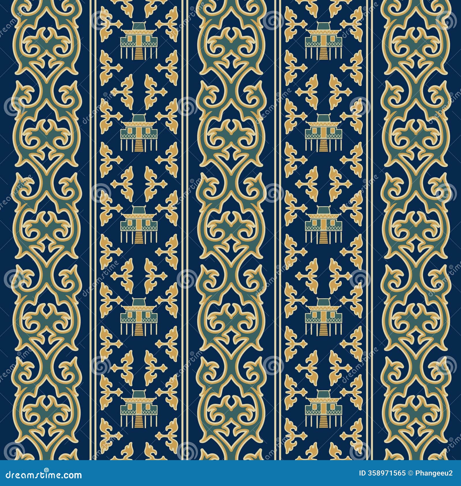 Kalimantan Ethnic Pattern, Traditional Fabric From Indonesia, Hand ...