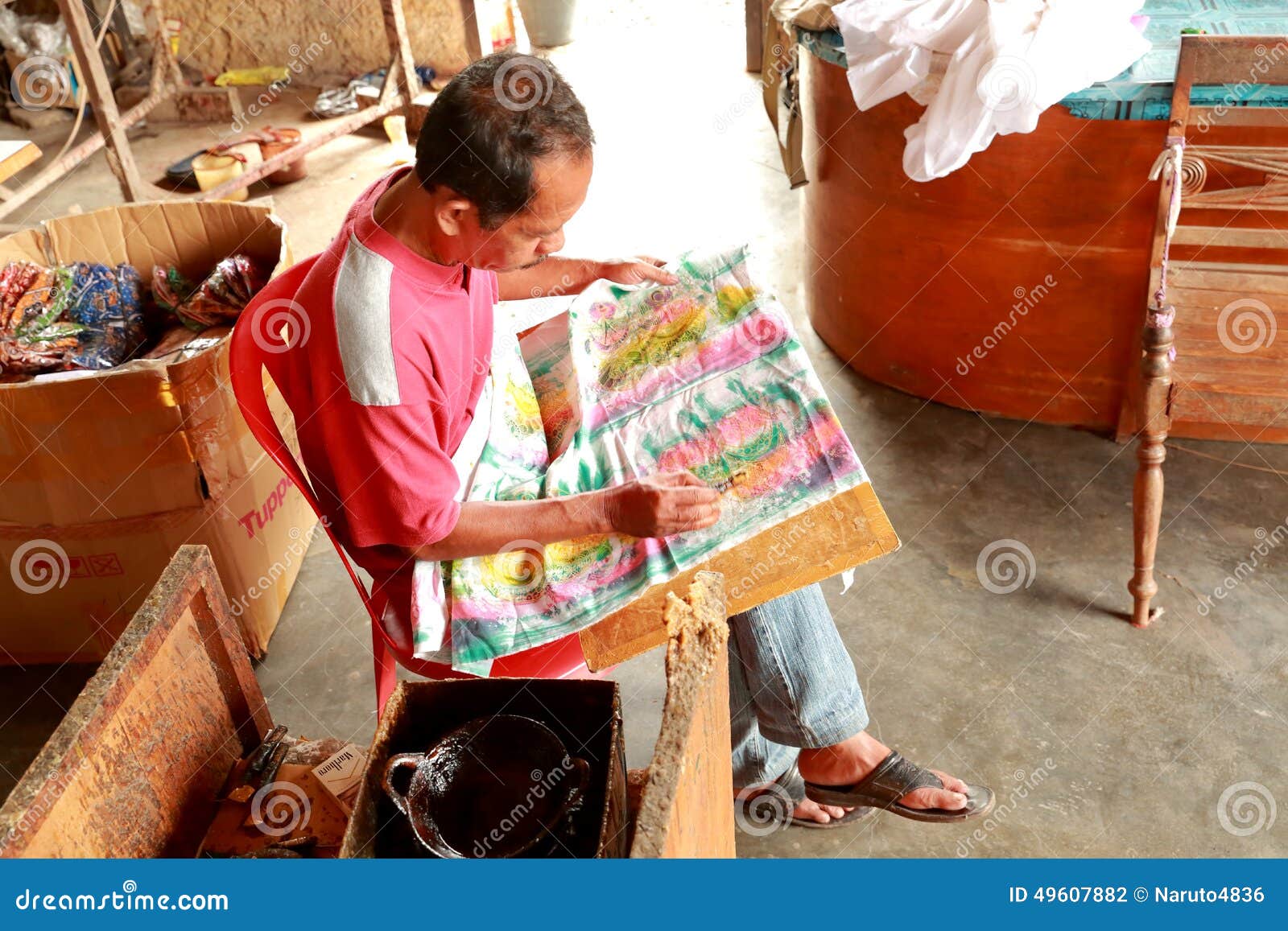 Batik making in Bali editorial photography. Image of handmade - 49607882