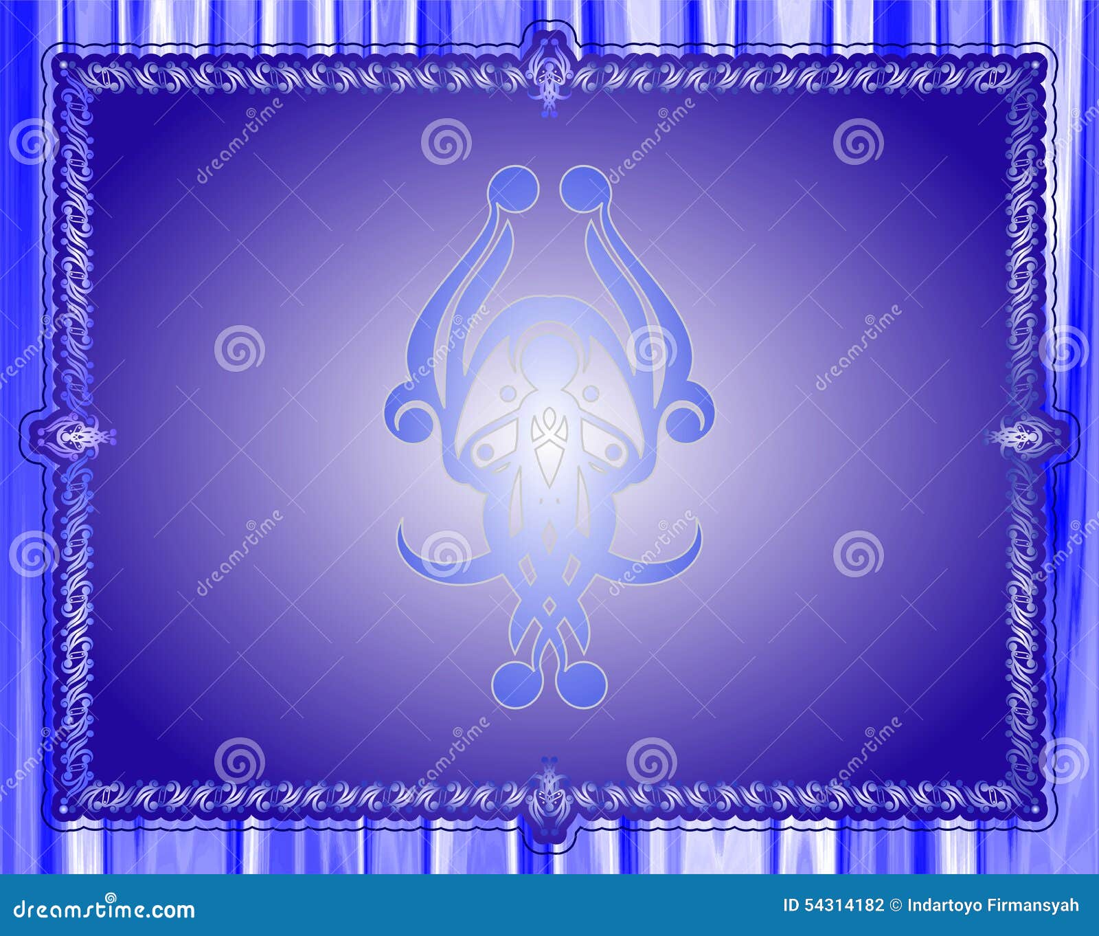 Batik Ornament on Blue Frame for Your Design Stock Illustration ...
