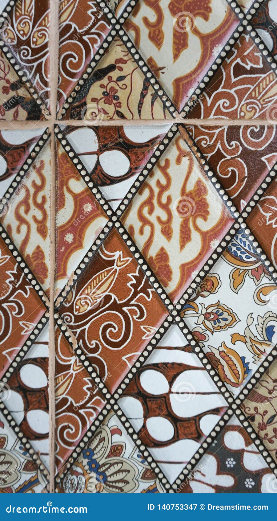 The Batik Pattern on the Floor Tile Stock Image - Image of antique ...