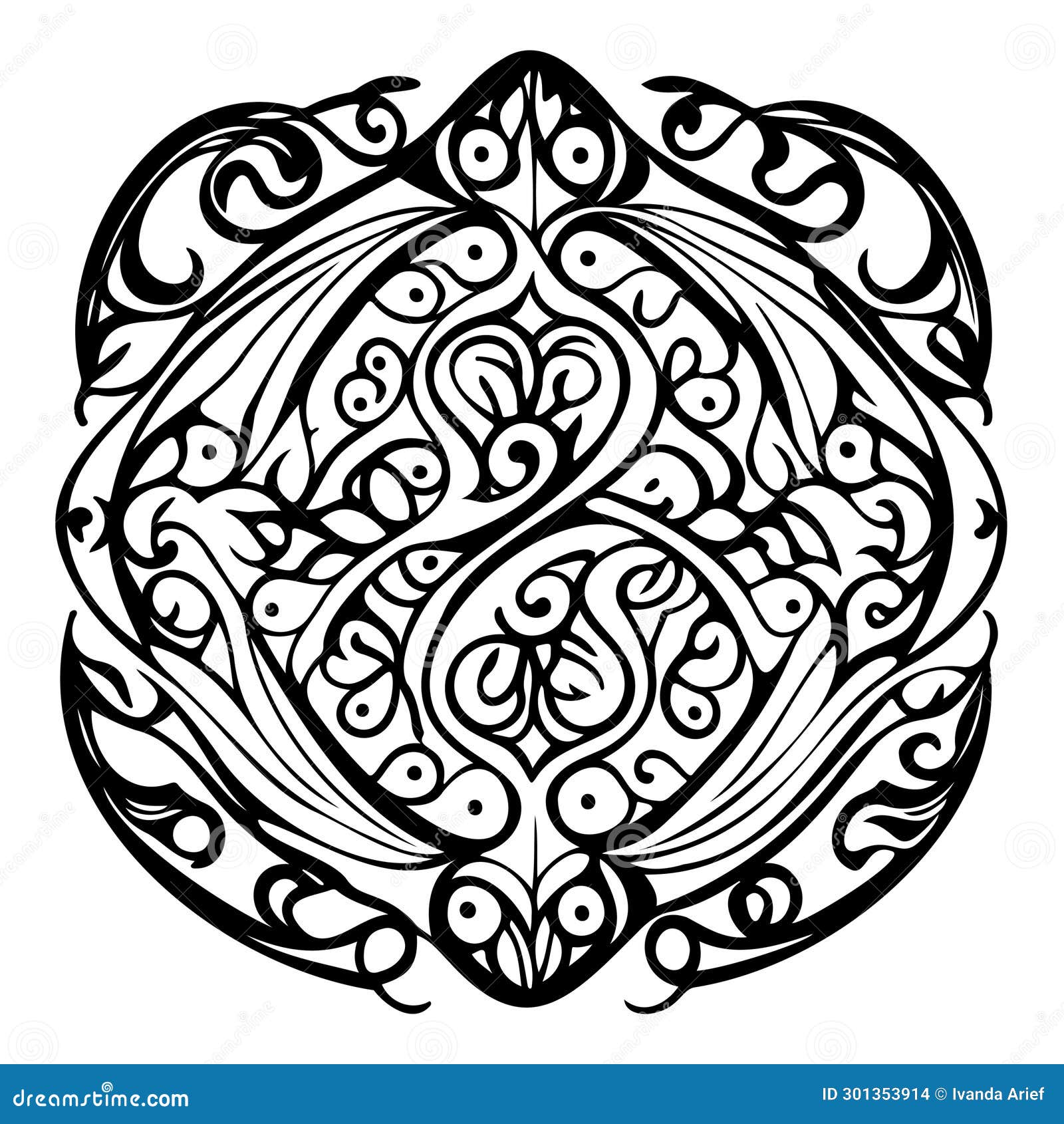 Batik Pattern Ornament Design Black Element Illustration Stock Vector ...
