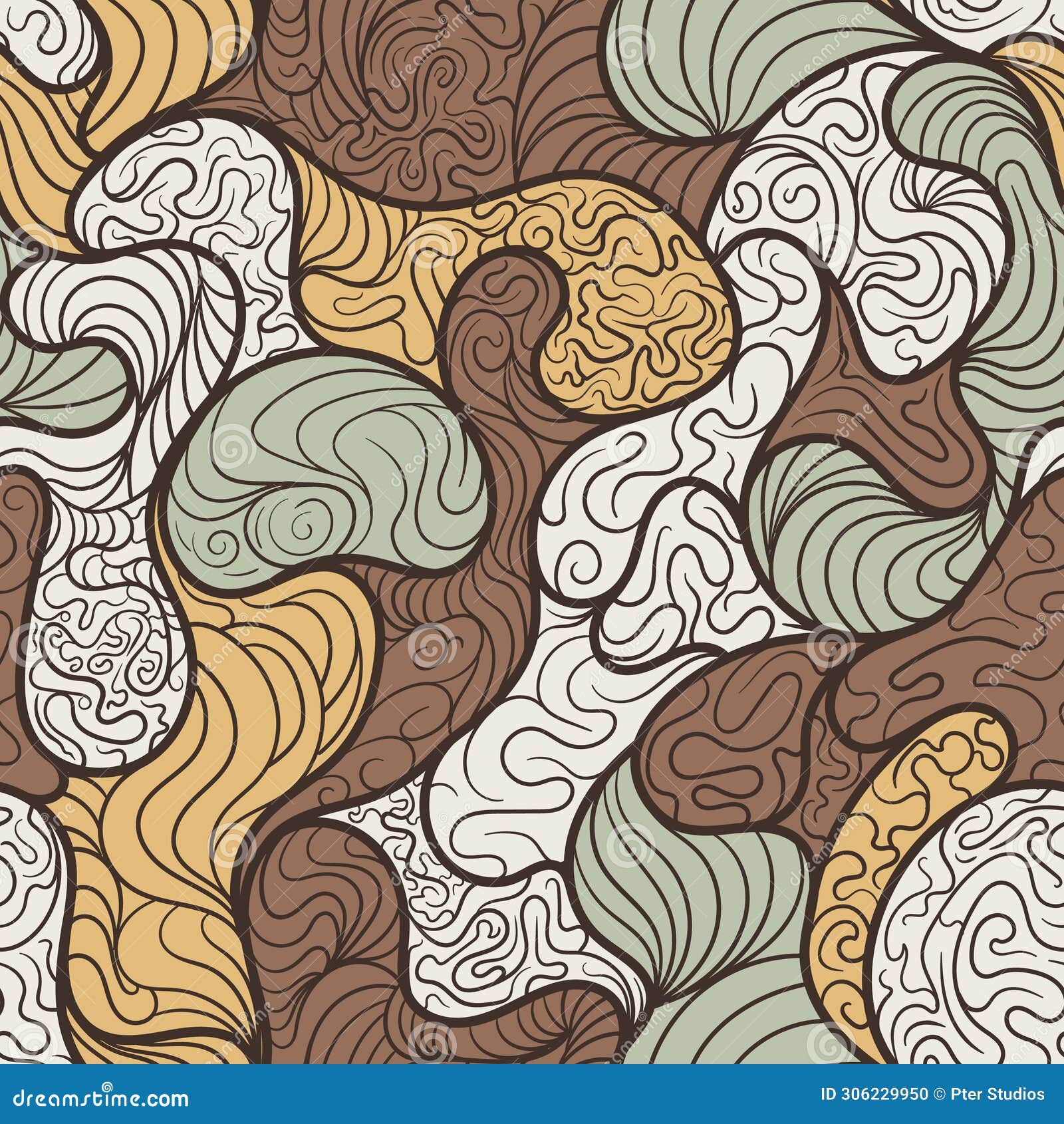 Batik Pattern with Waves of Smooth, Abstract Thin Lines Stock ...