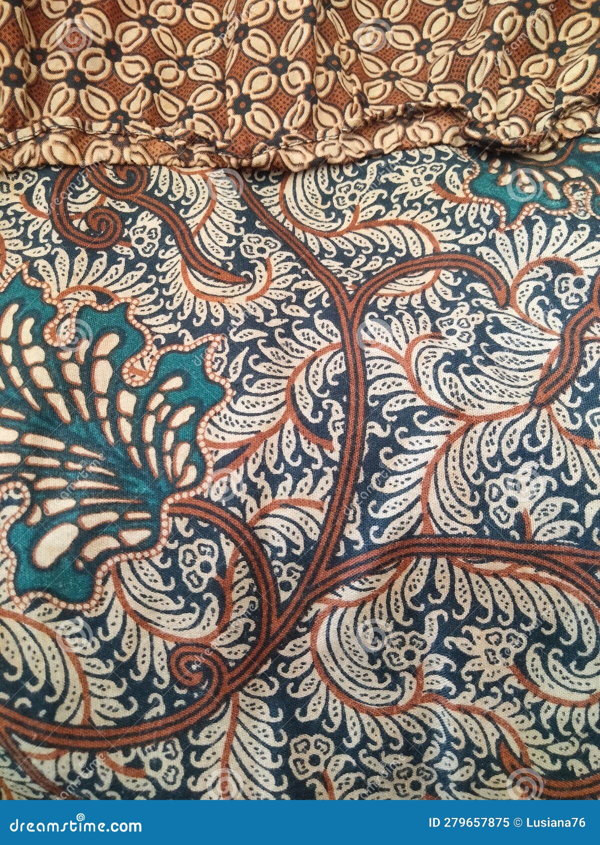 Batik Patterned Cloth with Brown Base Color Stock Illustration ...