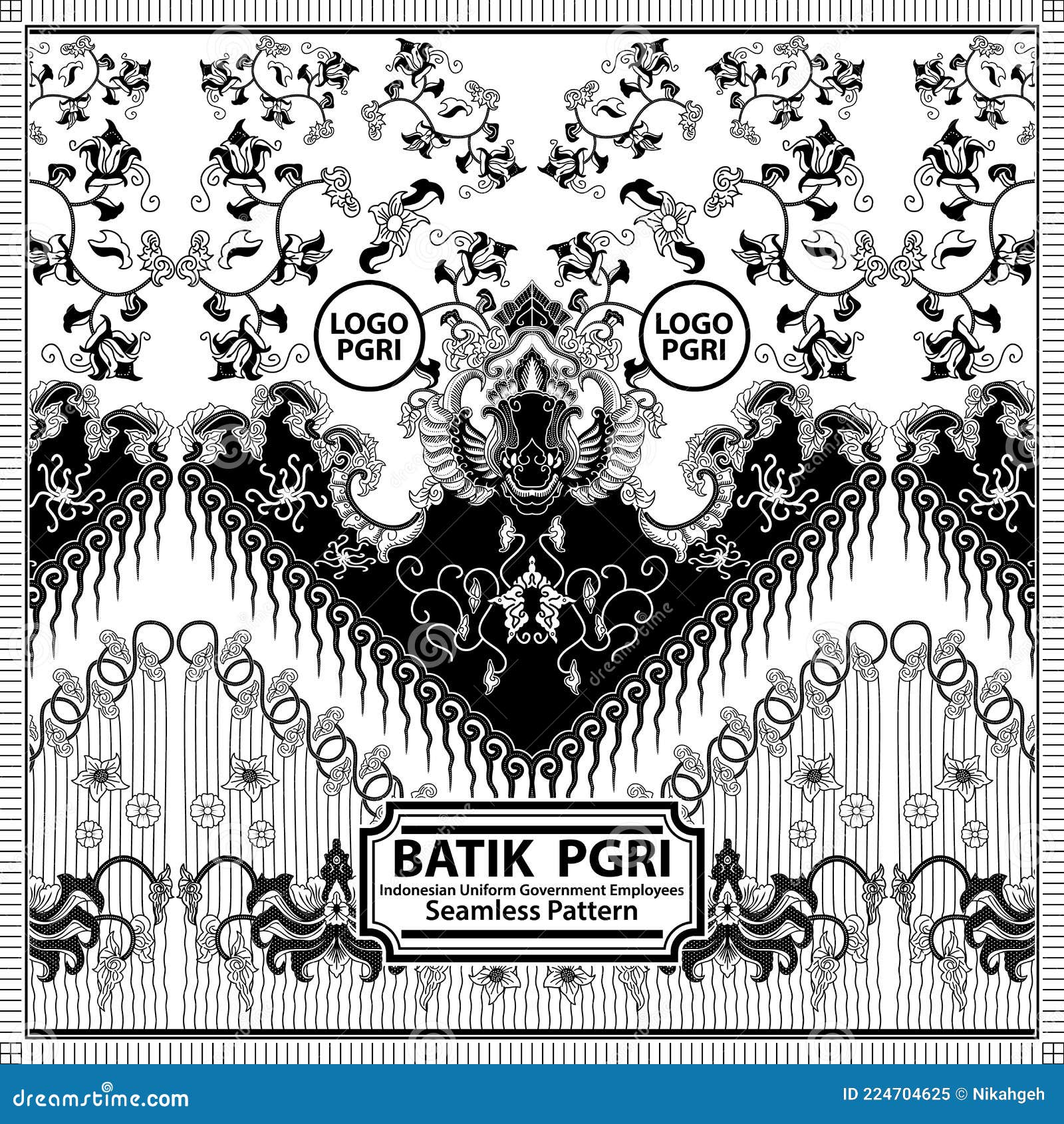 Batik Pgri - Indonesian Uniform Government Stock Vector - Illustration ... Batik Pgri - Indonesian Uniform Government Stock Vector - Illustration ...