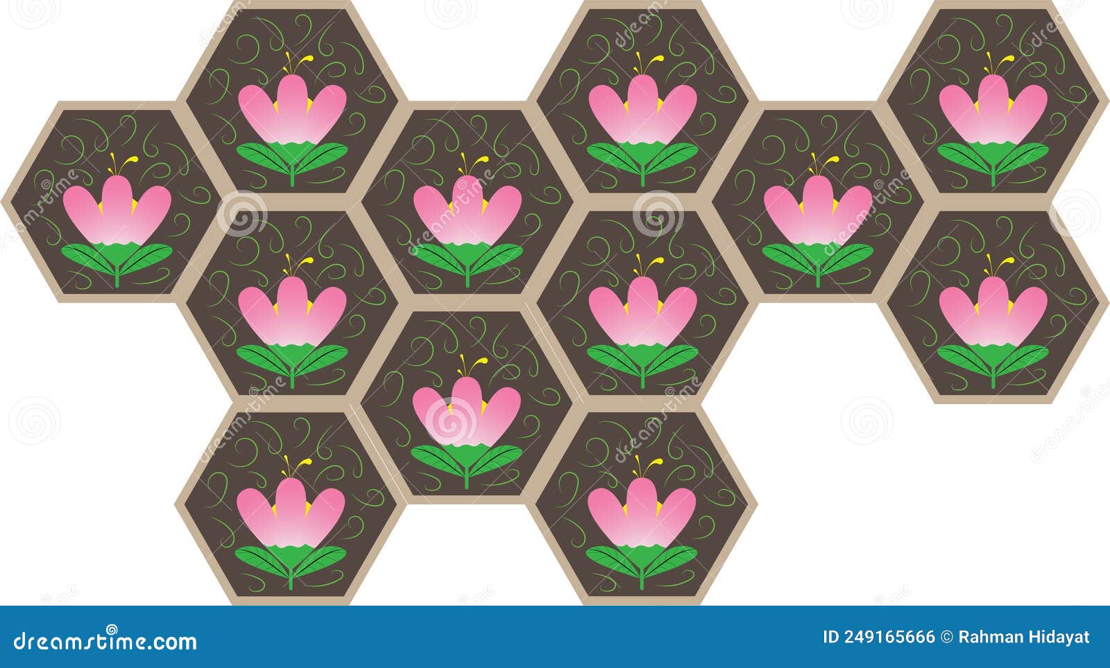 Batik Seamless Pola Hexagon Dengan Bunga Melati Mekar Stock Vector ...