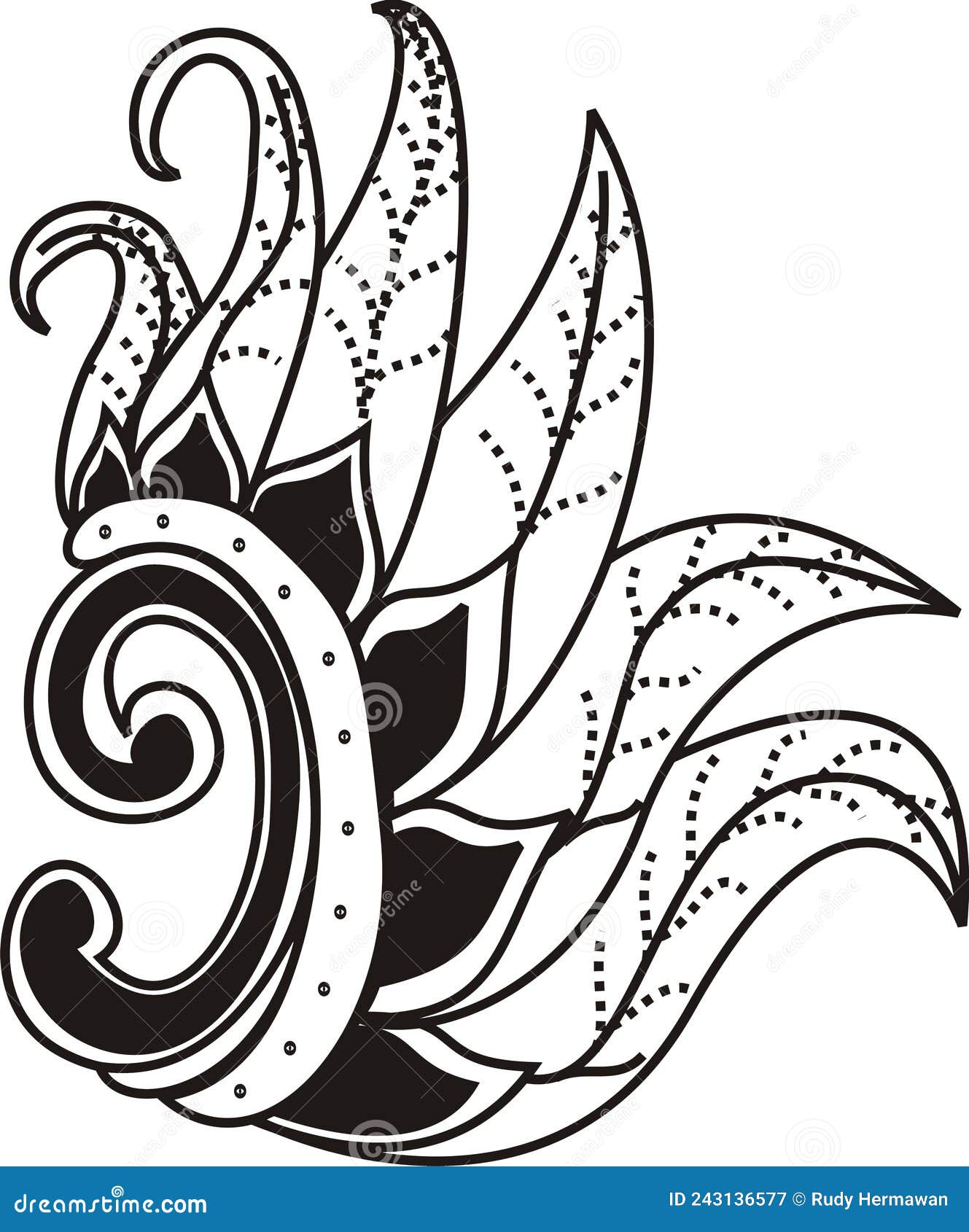 Patterned Wing Batik Sketch Stock Illustration - Illustration of ...