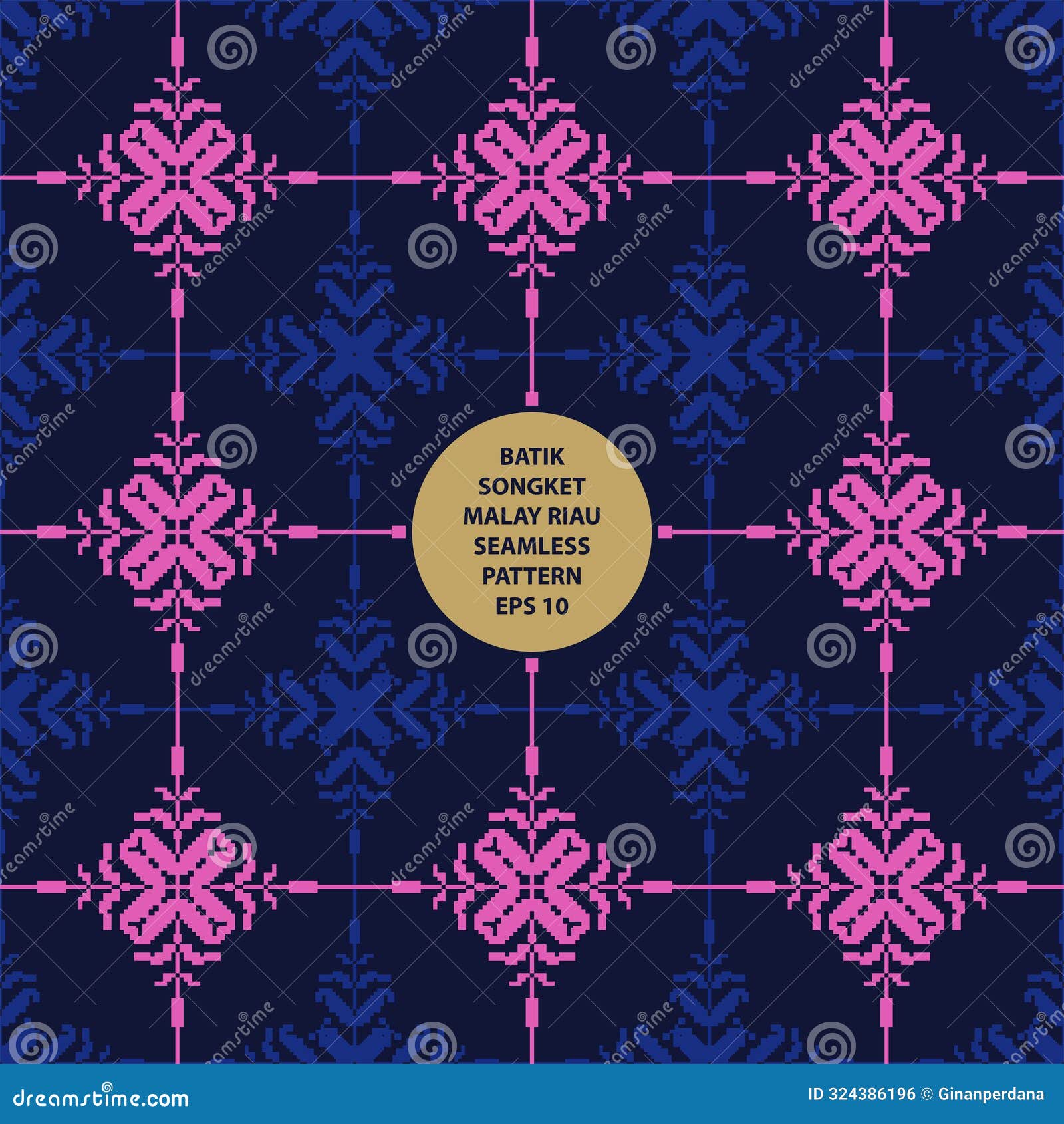 Batik Songket Riau Malay Seamless Pattern Navy Background Stock ...
