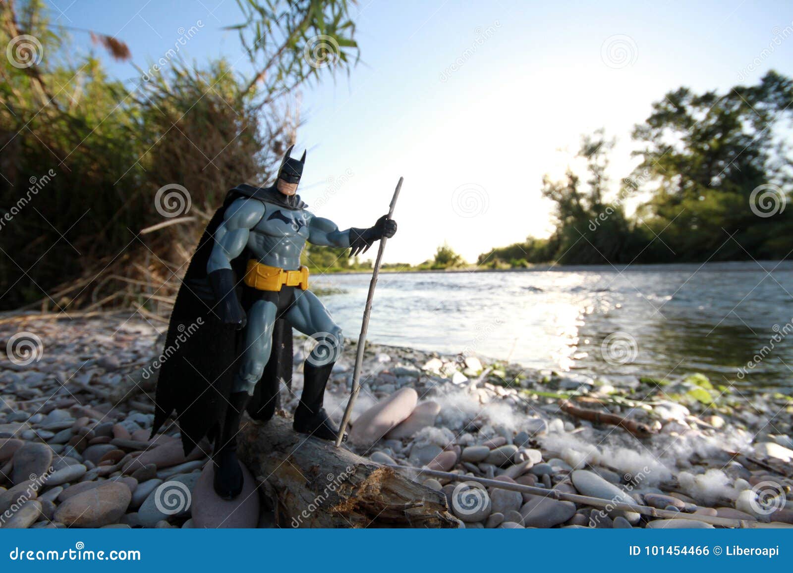 Batman toy at river editorial photo. Image of superhero - 101454466