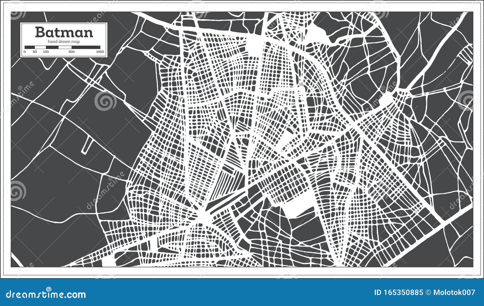 Batman Turkey City Map in Retro Style. Outline Map Stock Vector ...