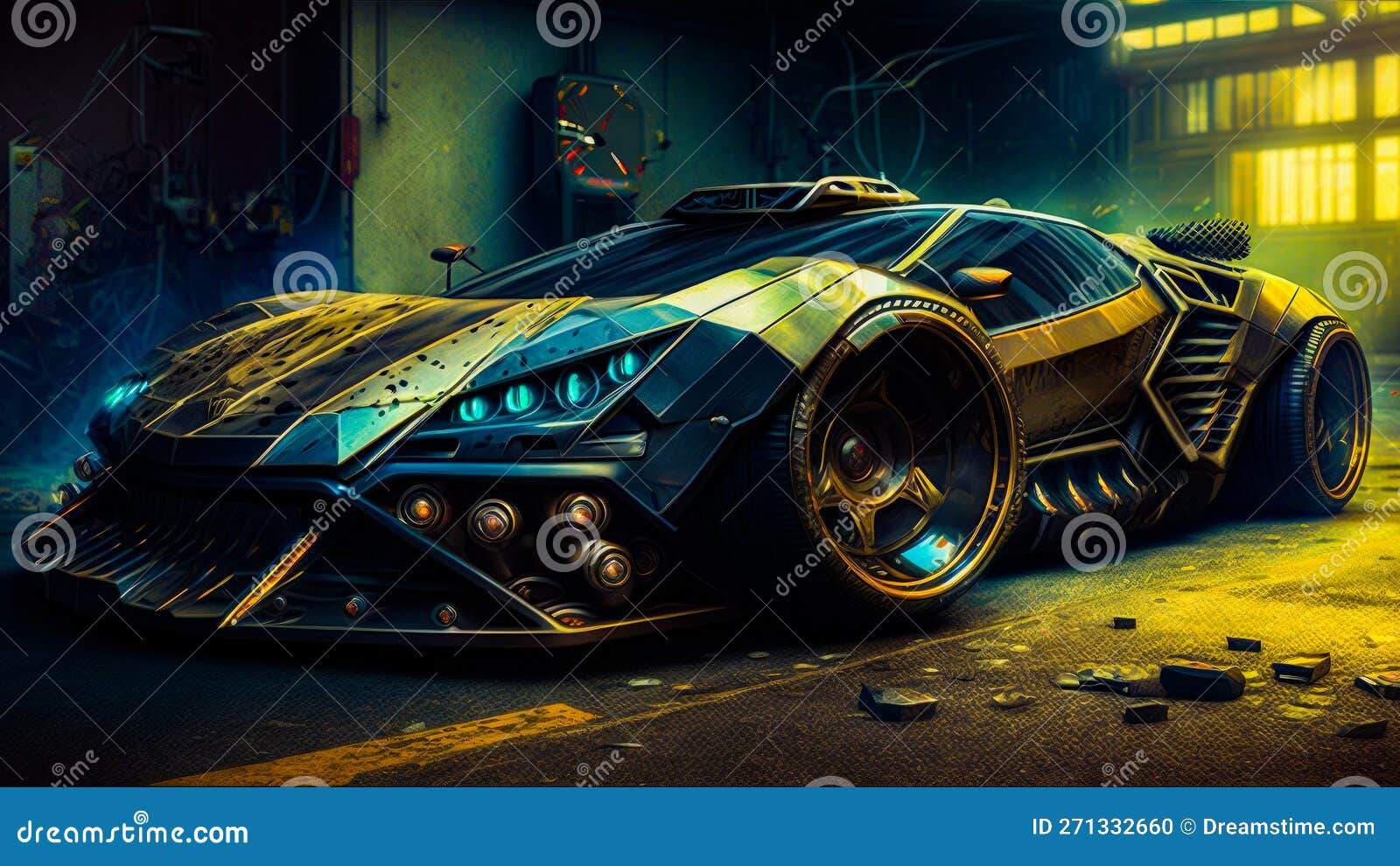 Batmobile is Shown in Dark Room. Generative AI Stock Illustration ...