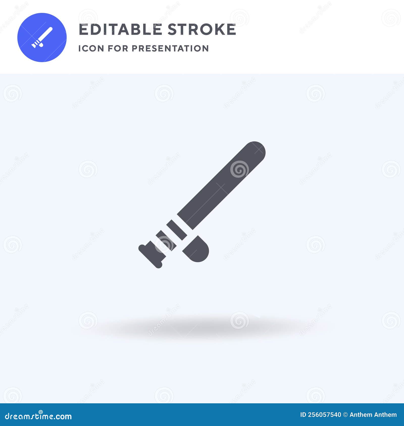 Baton Icon Vector, Filled Flat Sign, Solid Pictogram Isolated on White ...