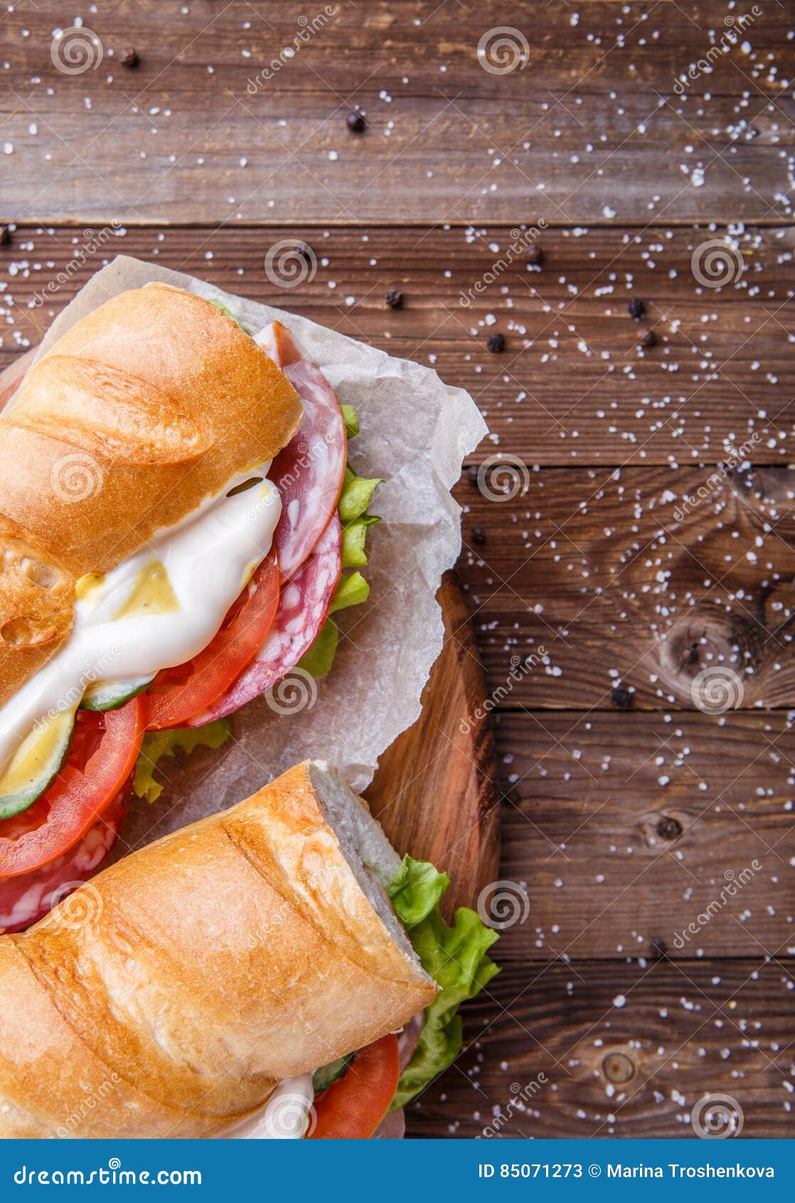 Baton with Sausage, Fresh Vegetables Stock Image - Image of chopping ...
