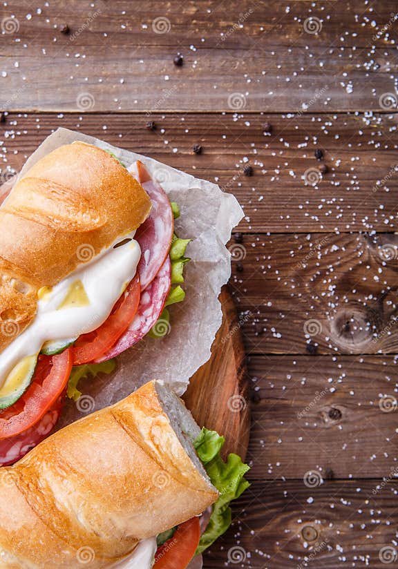 Baton with Sausage, Fresh Vegetables Stock Image - Image of chopping ...