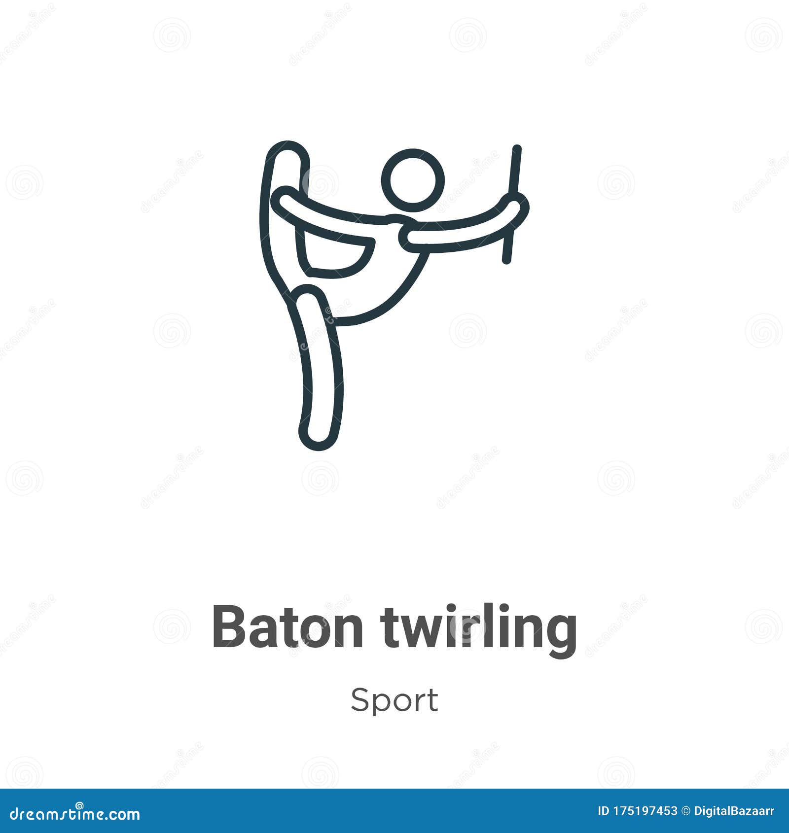 Baton Twirling Outline Vector Icon. Thin Line Black Baton Twirling Icon ...