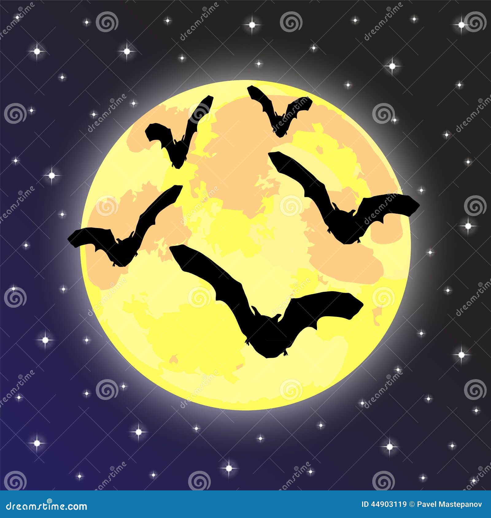 Bats on the Background of the Moon Stock Illustration - Illustration of ...