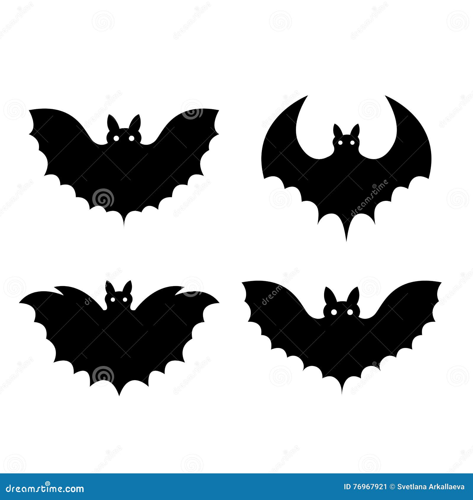 Bats Black Set Isolated on White Background Stock Illustration ...
