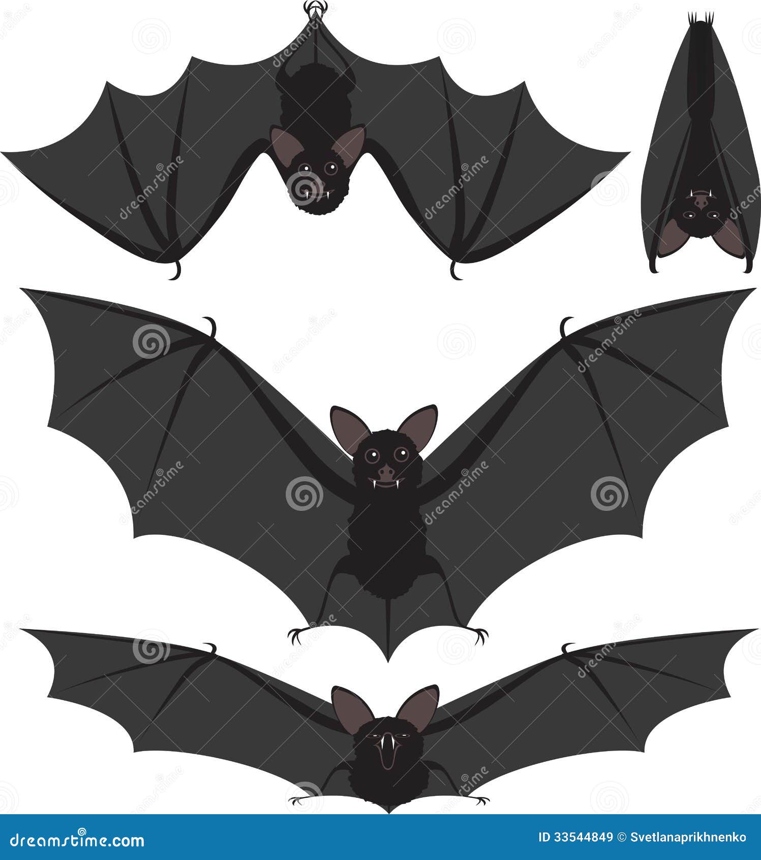 The Bats Hang Upside Down, Huddled Closely To Each Other. Cartoon ...