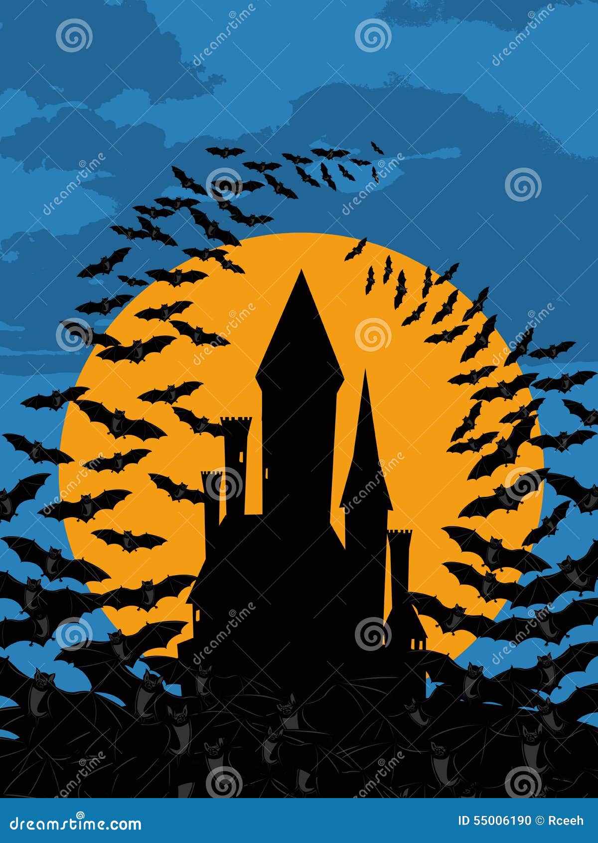 Bats castle Halloween stock illustration. Illustration of holiday ...
