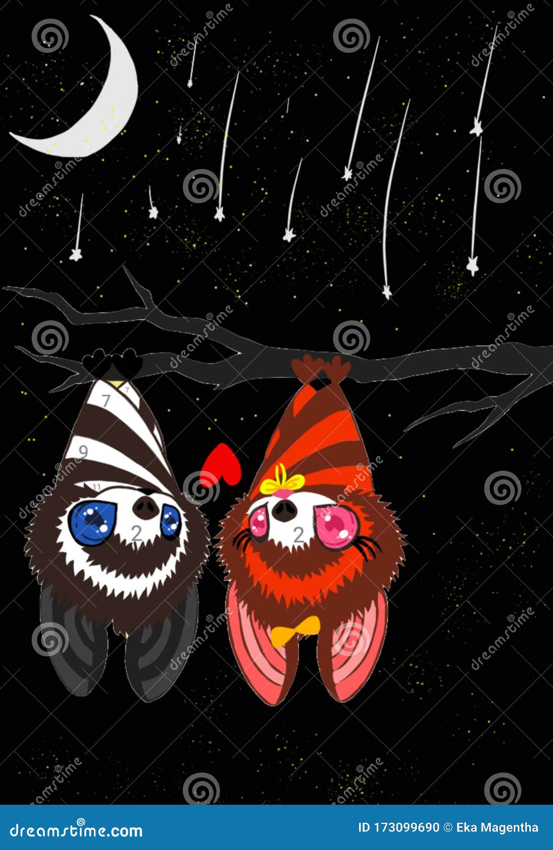 Bats couple stock photo. Image of animals, bats, love - 173099690