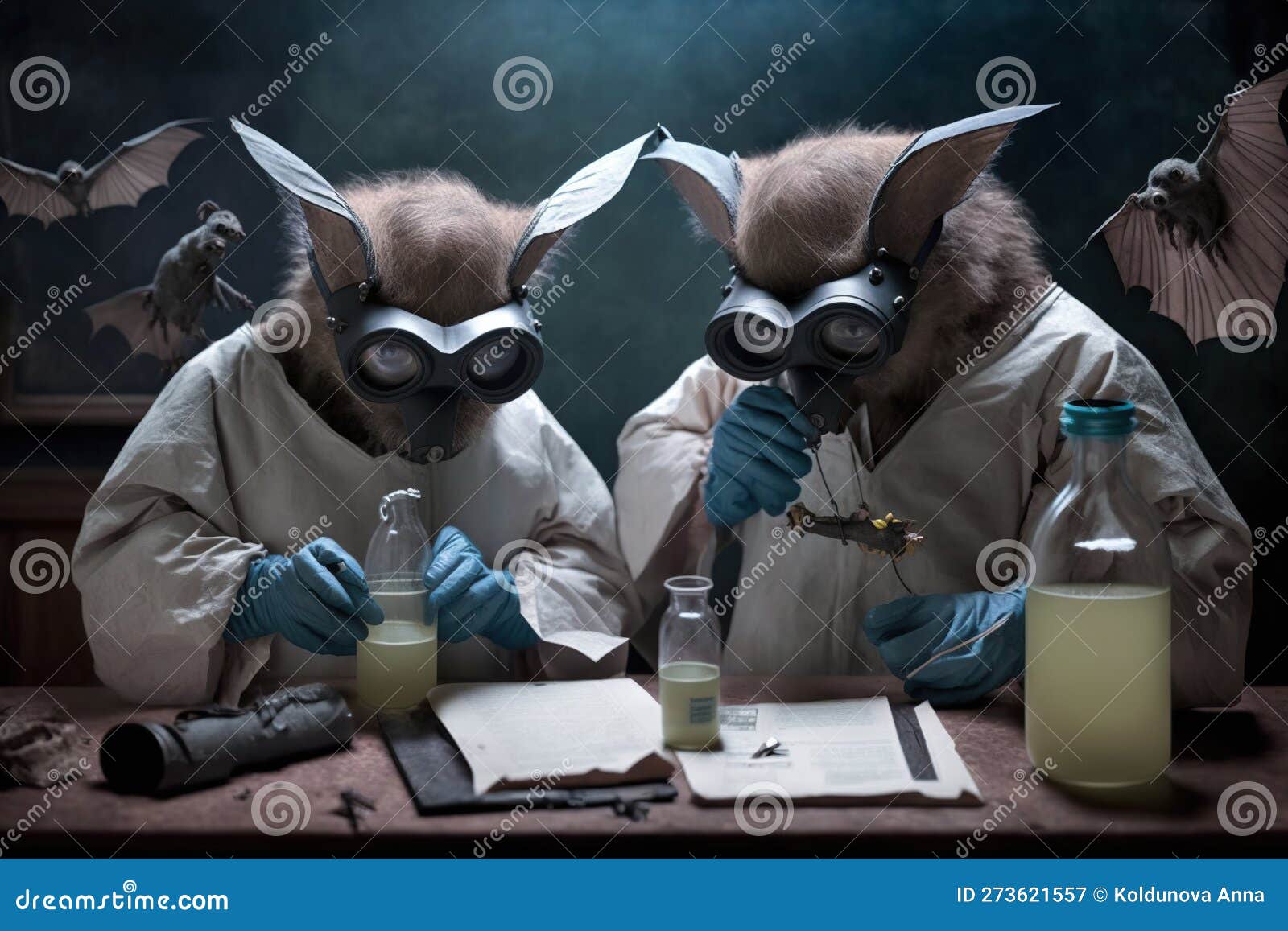 Bats Dressed As Scientists Experiment on Humans in a Lab, Created with ...
