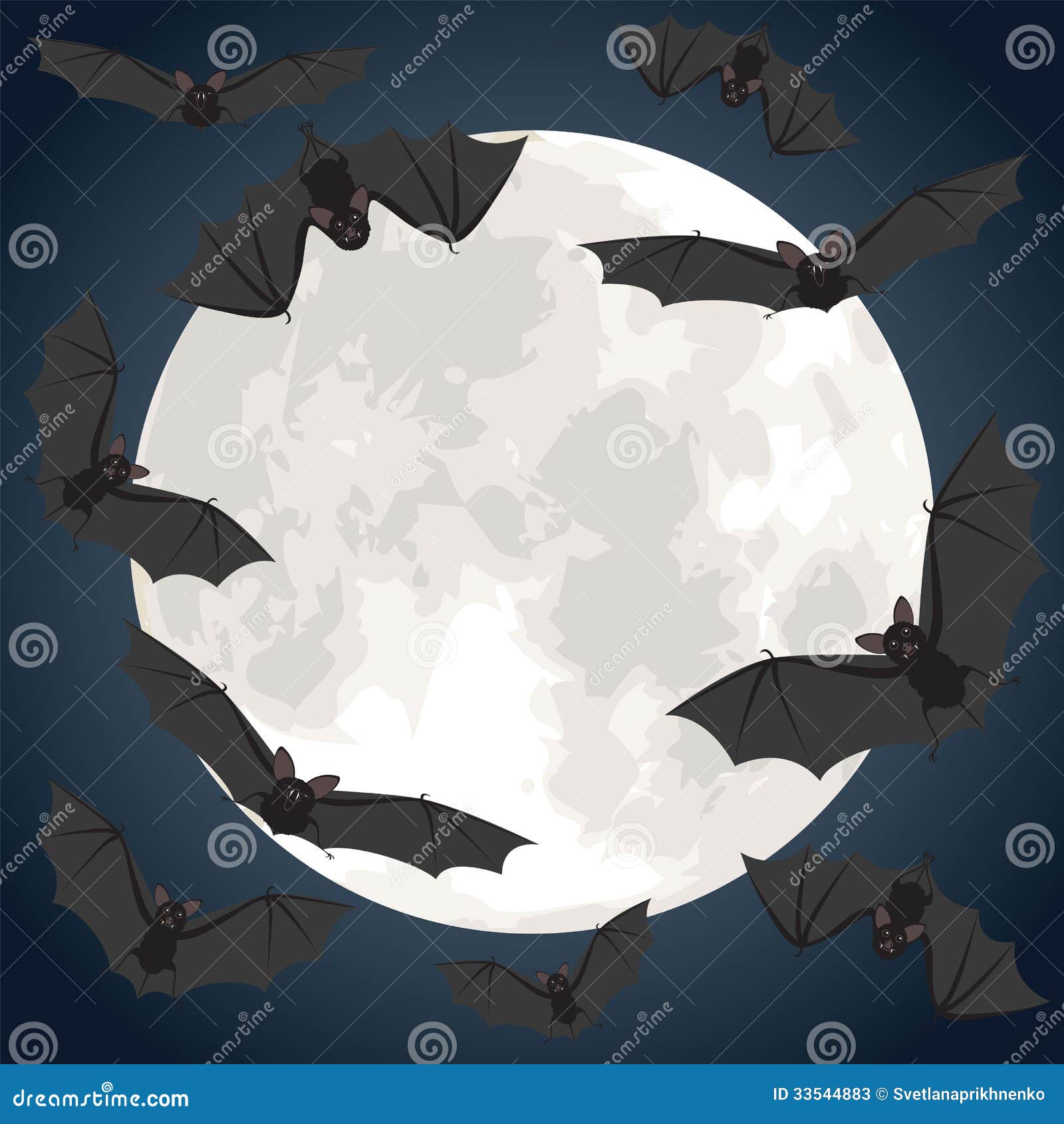 Bats flying over moon stock vector. Illustration of mystery - 33544883