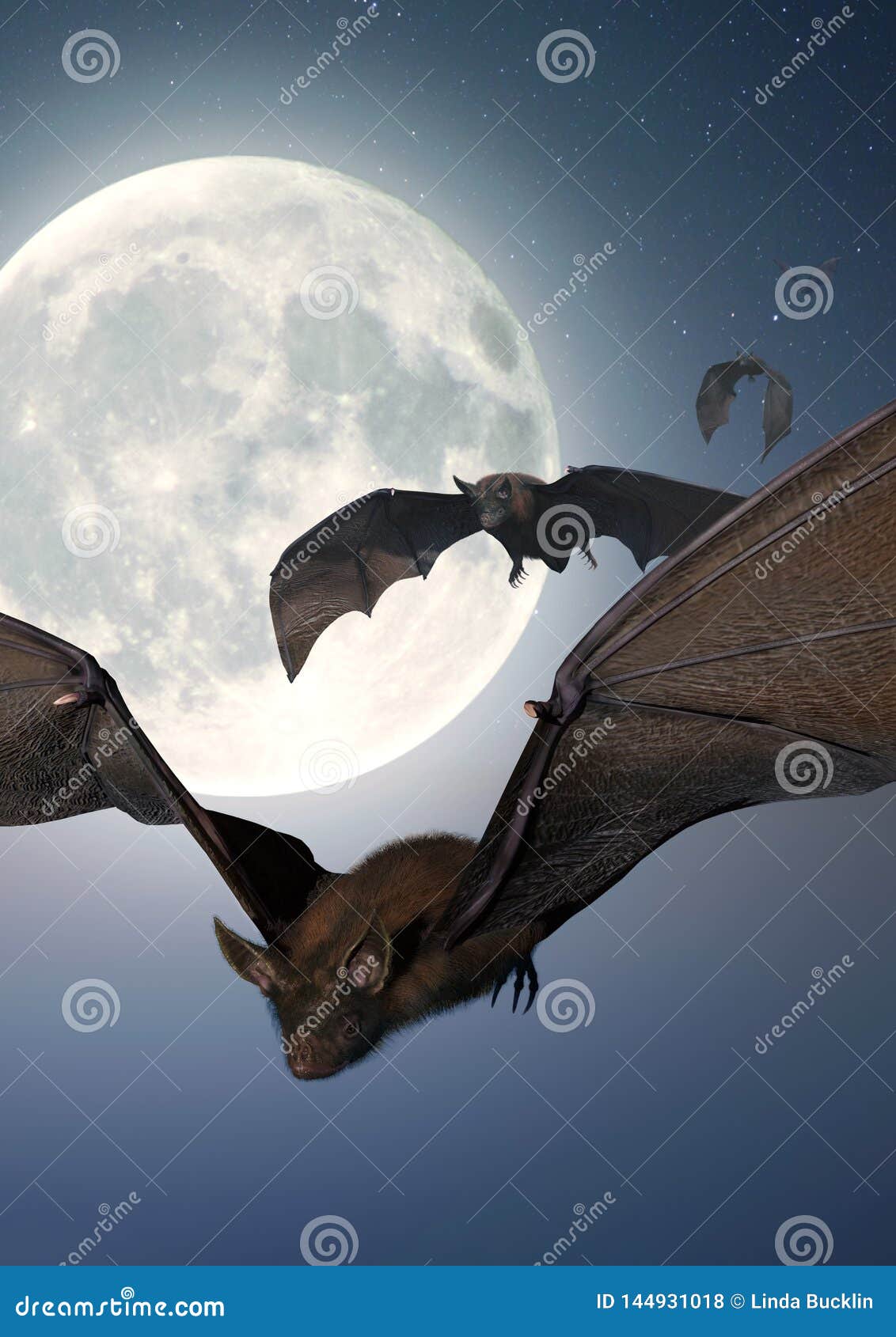 Bats with Full Moon stock illustration. Illustration of flight - 144931018