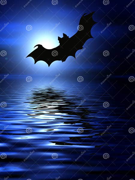 Bats over the water stock illustration. Illustration of reflection ...