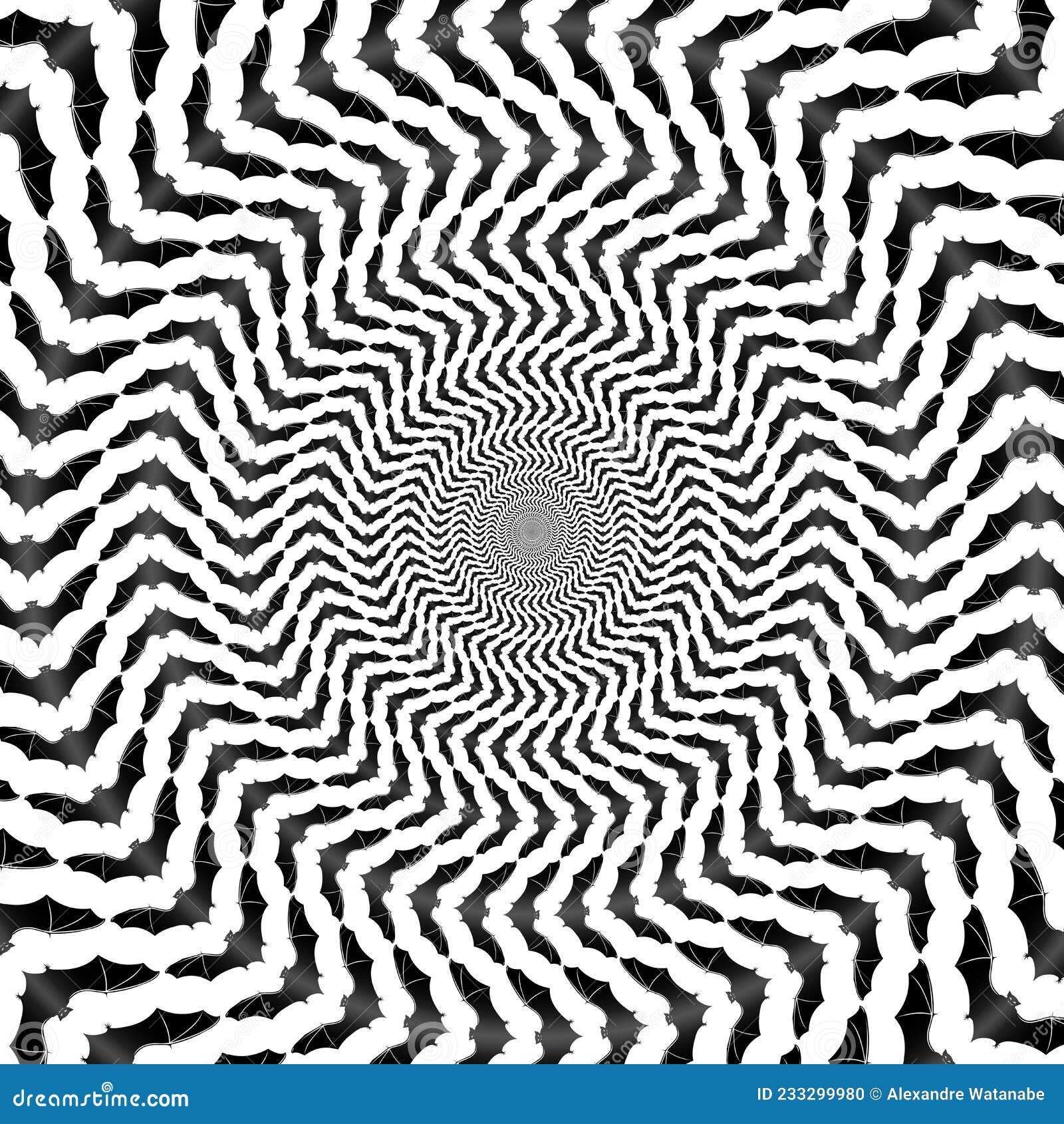 Bats Psychedelic Optical Spin Illusion Background. Stock Illustration ...