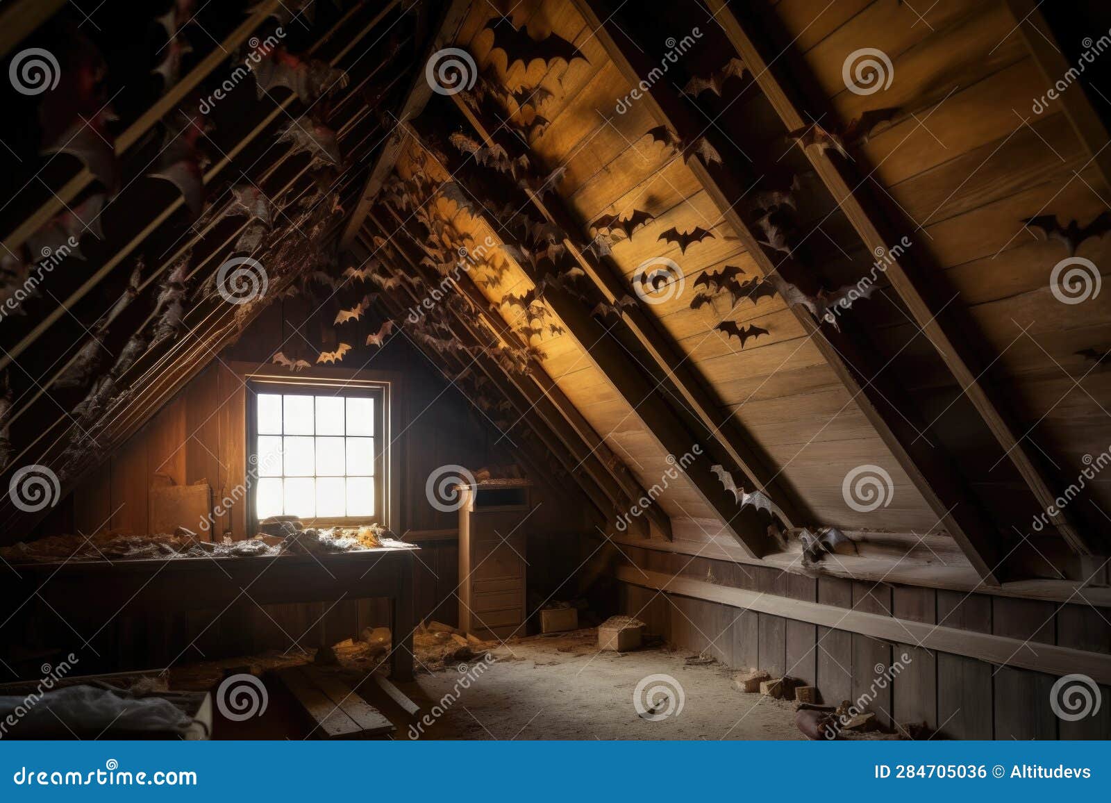 Bats Roosting in the Attics Eaves and Corners Stock Illustration ...